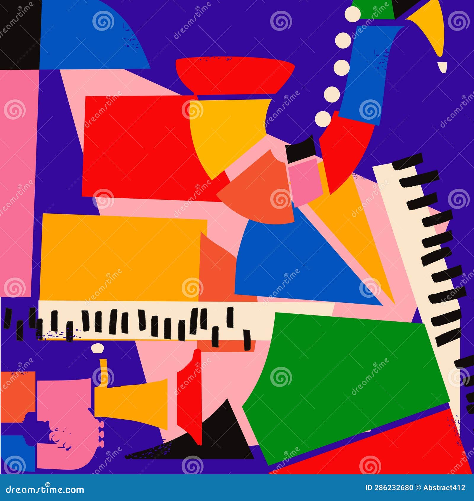 Modern Music Poster with Abstract and Minimalistic Musical Instruments ...