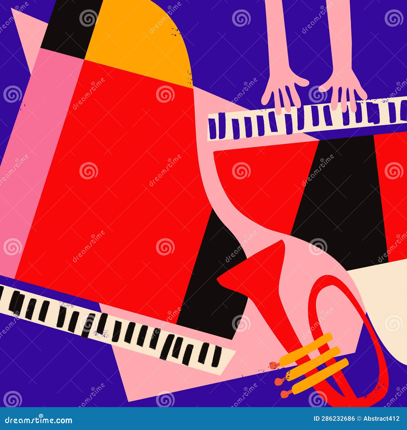 Modern Music Poster with Abstract and Minimalistic Musical Instruments ...