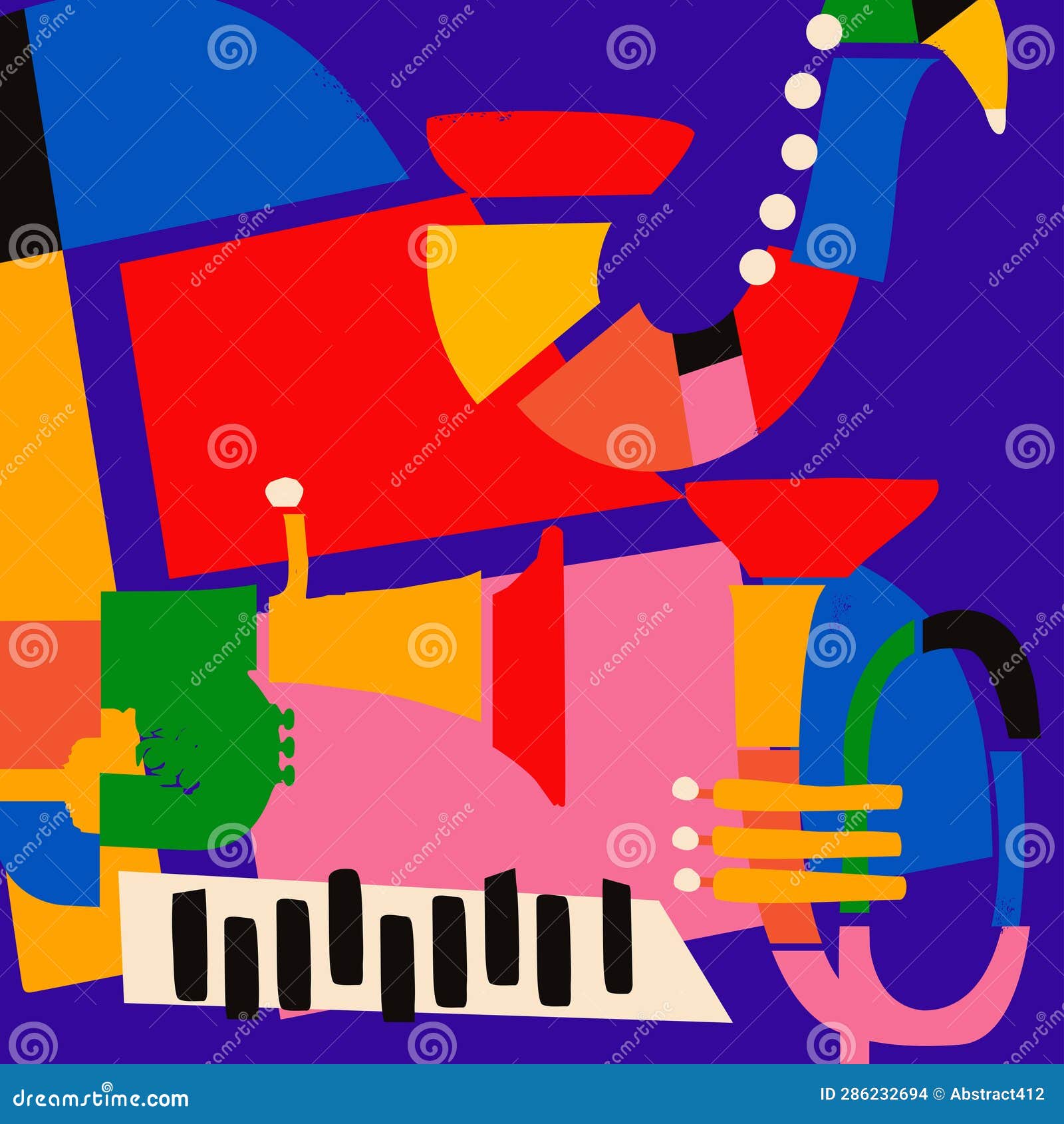 Modern Music Poster with Abstract and Minimalistic Musical Instruments ...
