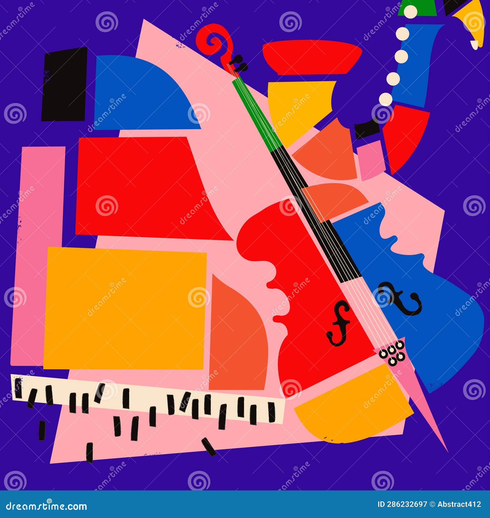 Modern Music Poster with Abstract and Minimalistic Musical Instruments ...