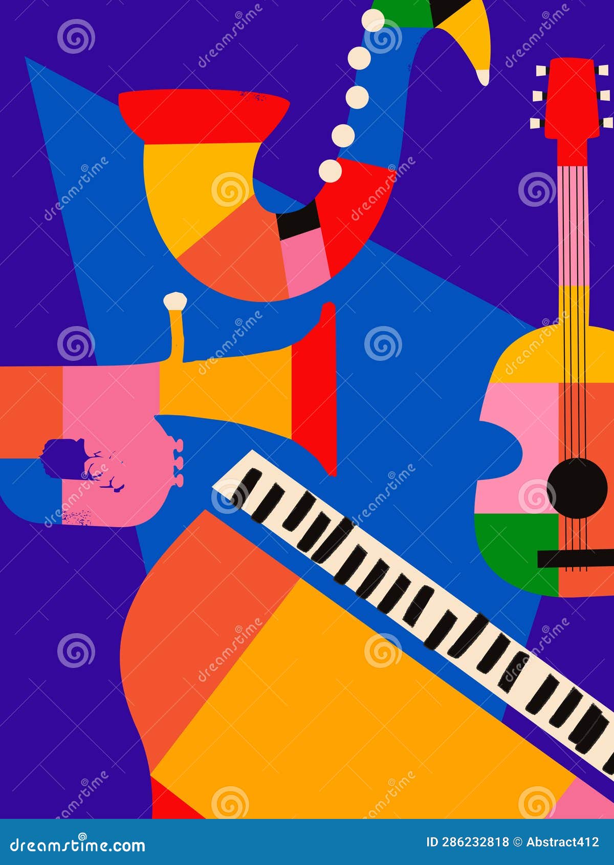 Modern Music Poster with Abstract and Minimalistic Musical Instruments ...