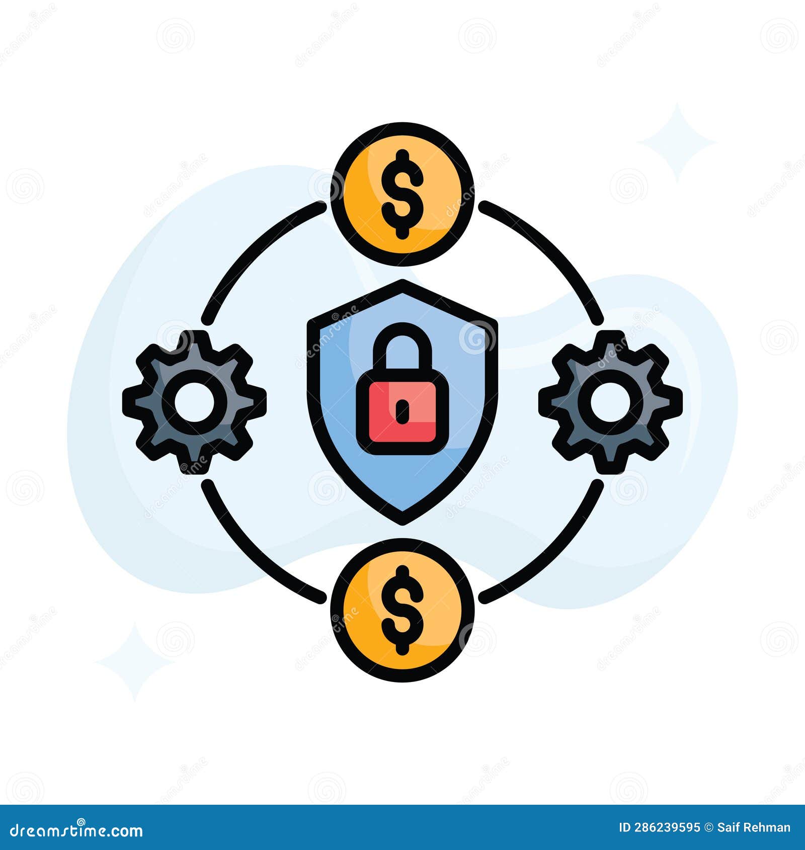 Financial Security Vector Fill Outline Icon Style Illustration. EPS 10 ...