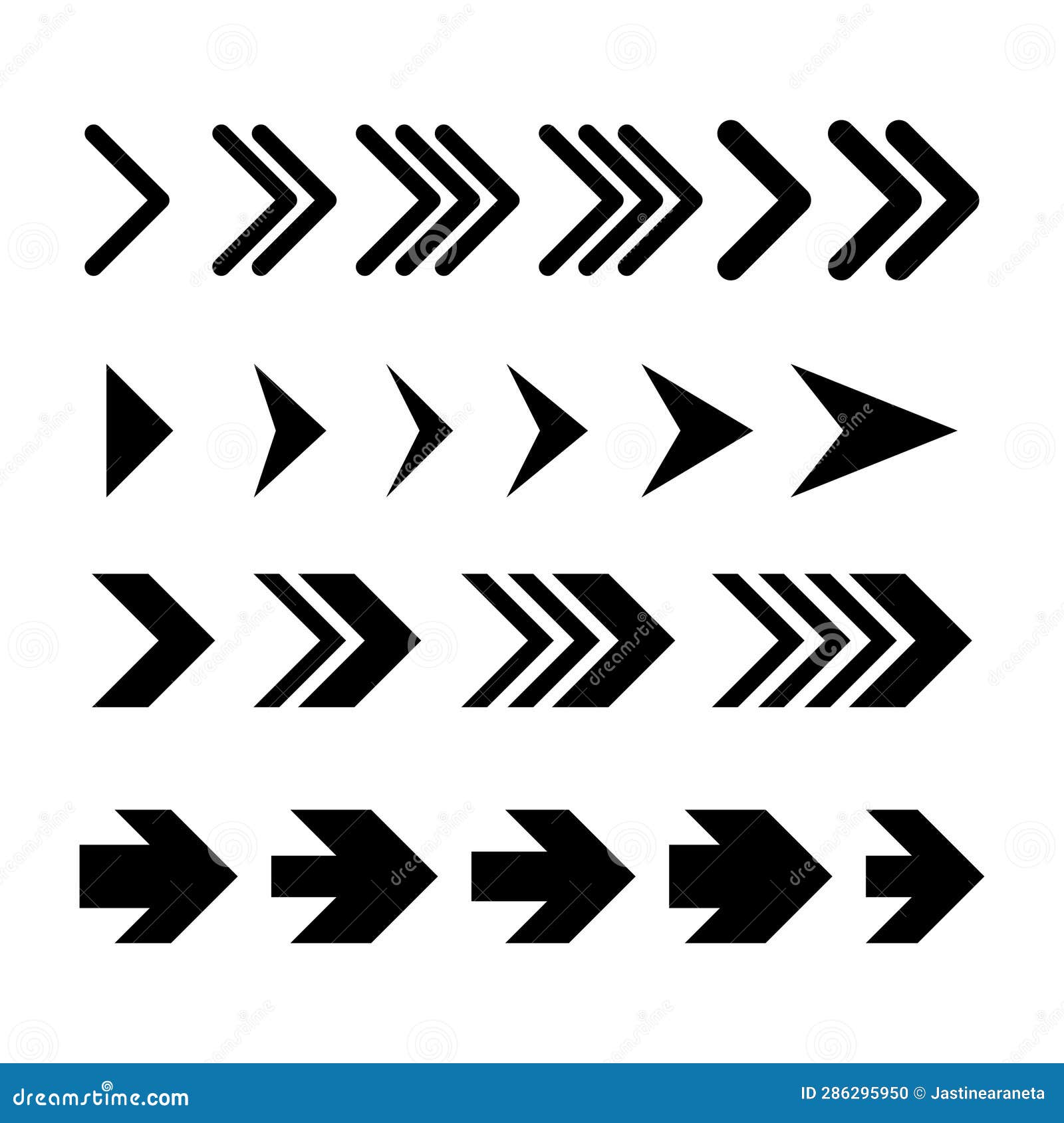 Set of Black Arrows Flat Vector Illustration Stock Vector ...
