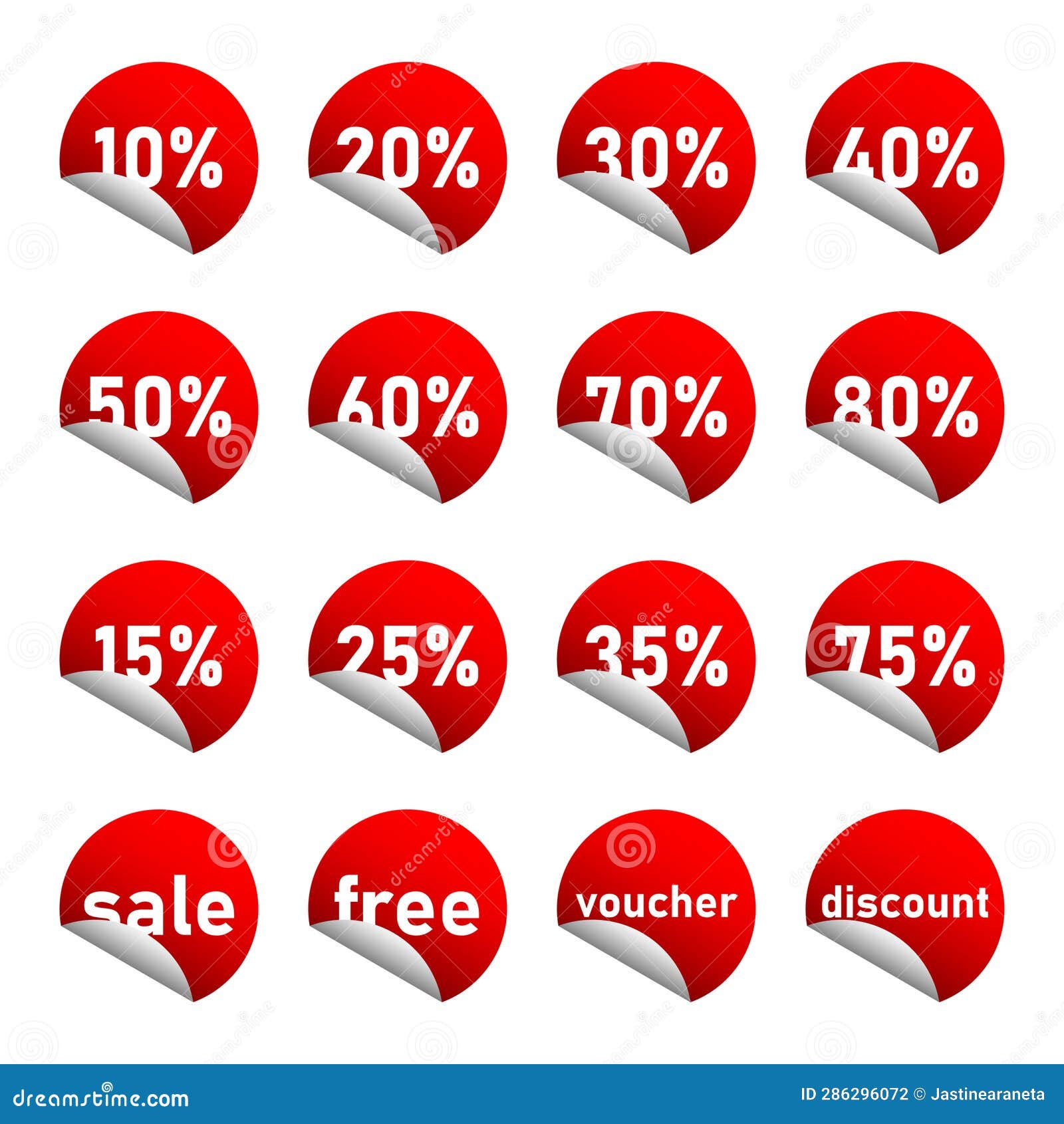 Set of Round Gradient Red Discount Voucher Vector Design Stock ...