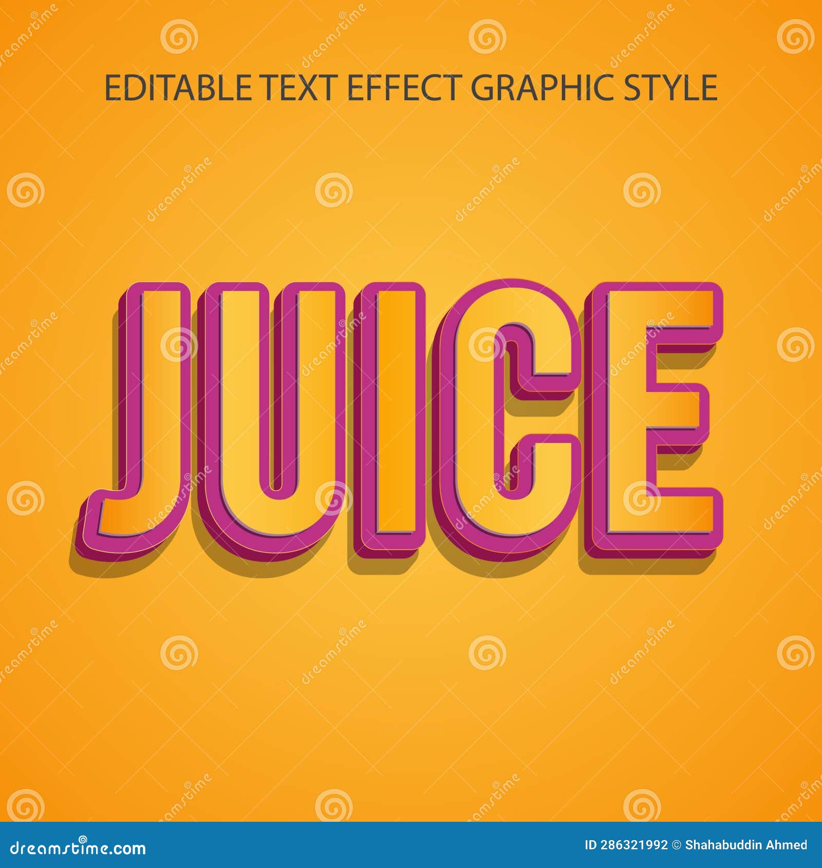 Editable 3D Juice Letter Text Effect Stock Vector - Illustration of ...