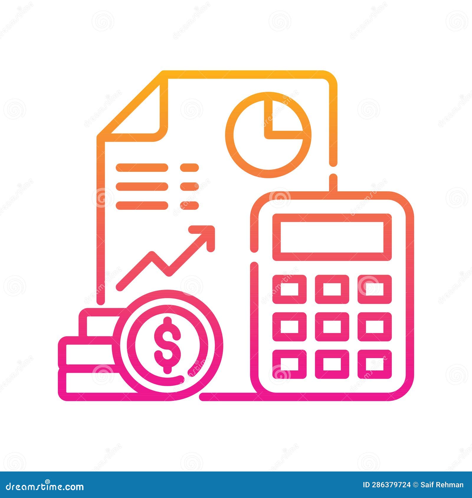 Finance Calculation Vector Gradient Icon Style Illustration. EPS 10 ...