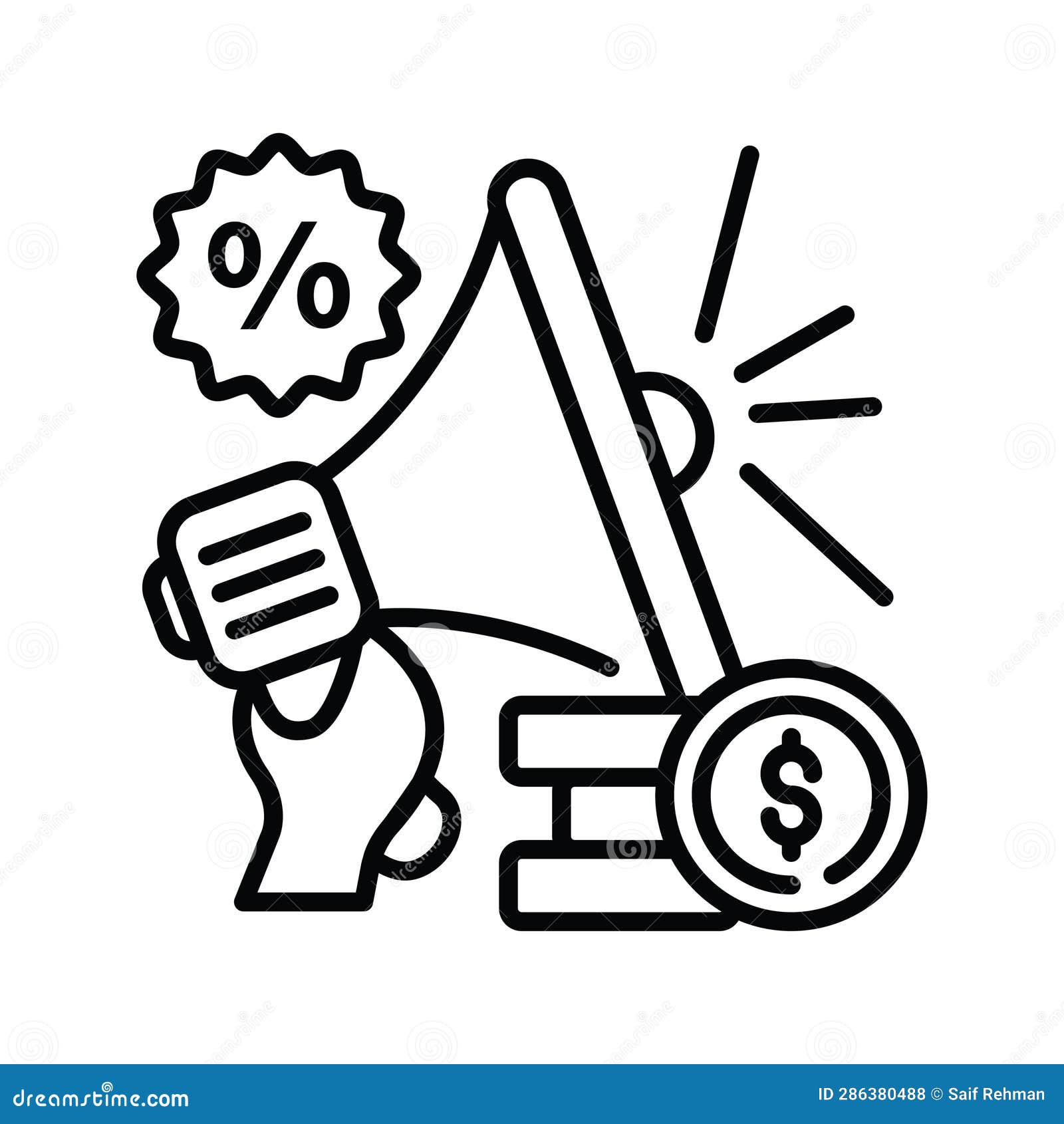 Tax Promotion Vector Outline Icon Style Illustration. EPS 10 File Stock ...