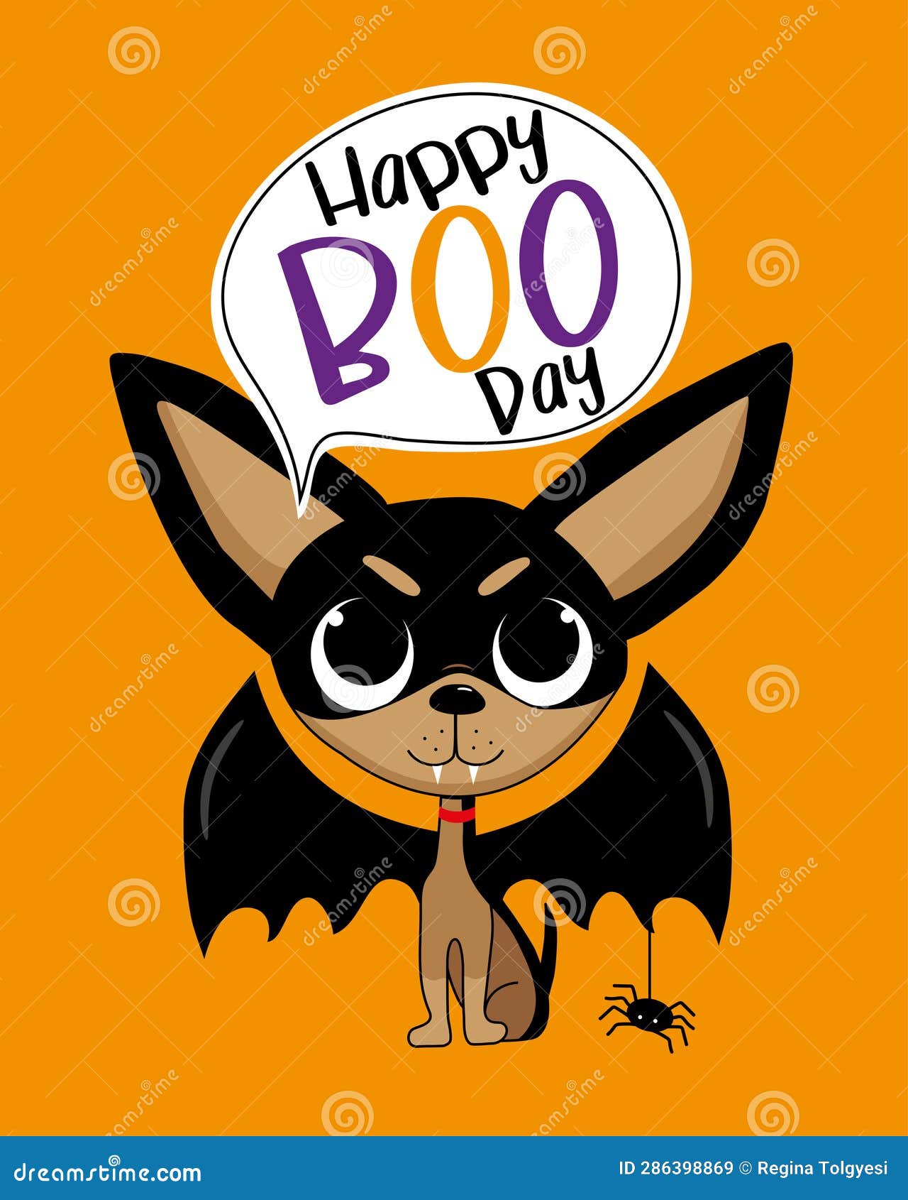 Happy Boo Day - Cute Chihuahua Dog with Bat Wings and Spider and Speech ...