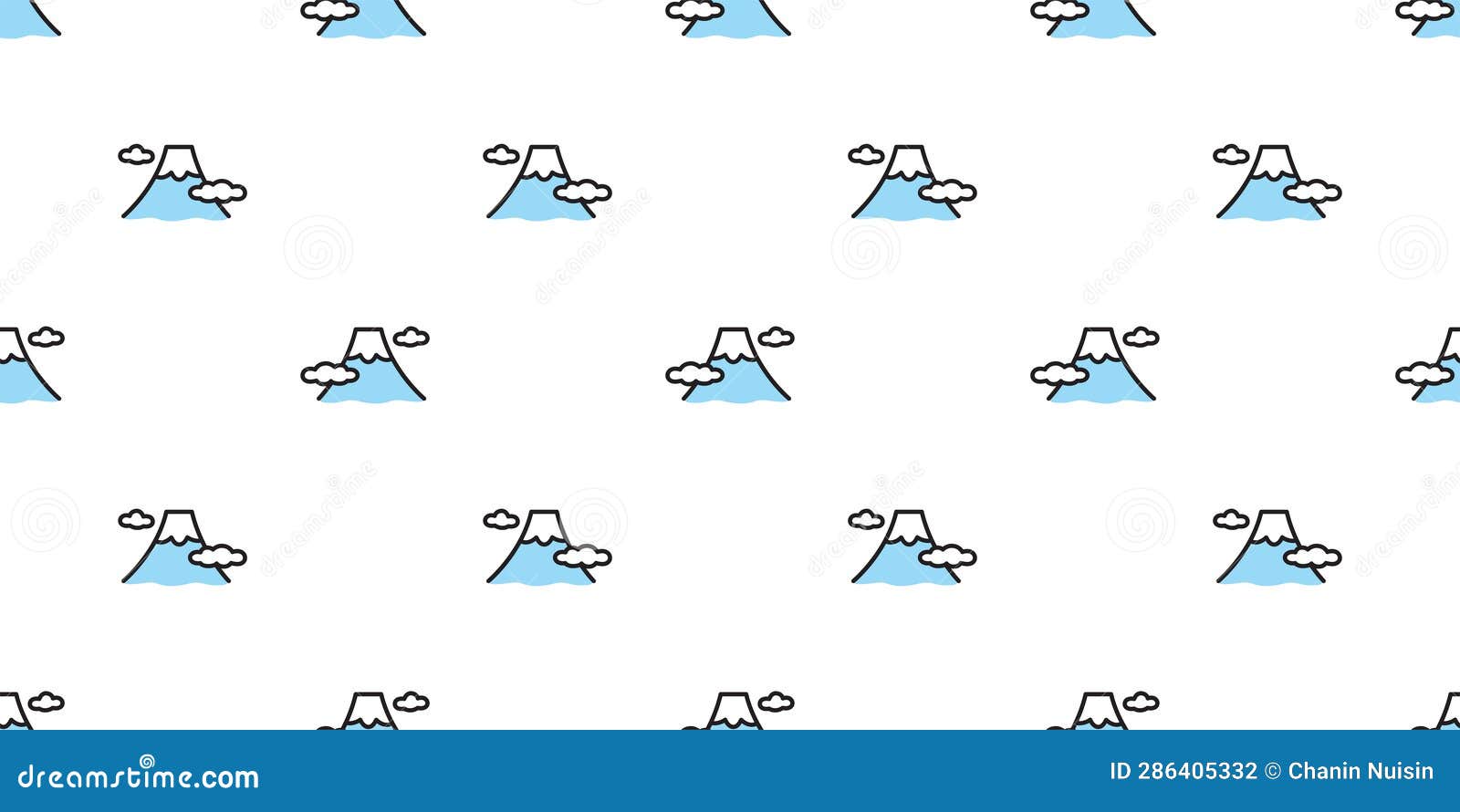 Fuji Mountain Seamless Pattern Vector Japan Snow Mountain Cloud Stock ...
