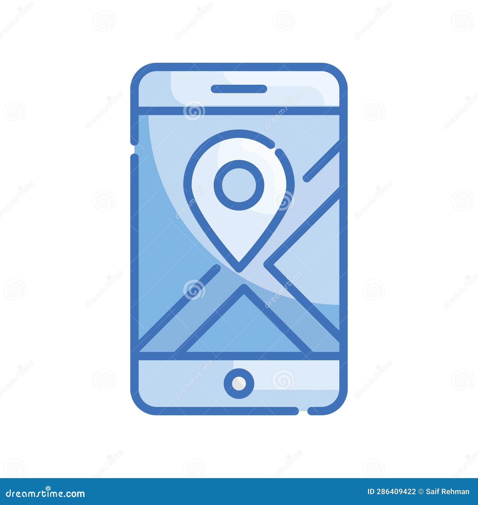 Mobile Gps Vector Blue Series Icon Style Illustration. Eps 10 File ...