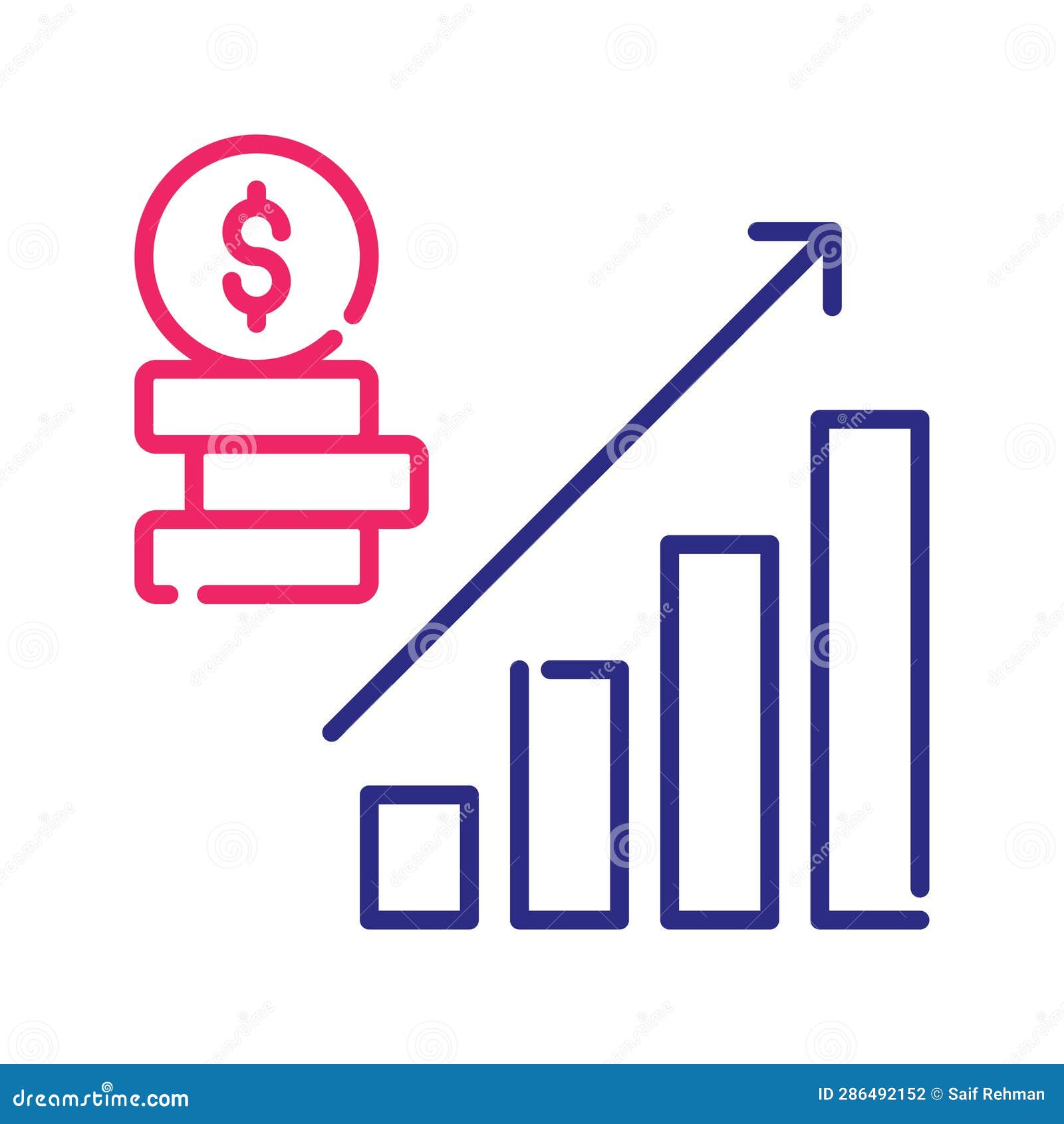 Increase Profitability Vector Two Color Lines Icon Style Illustration ...