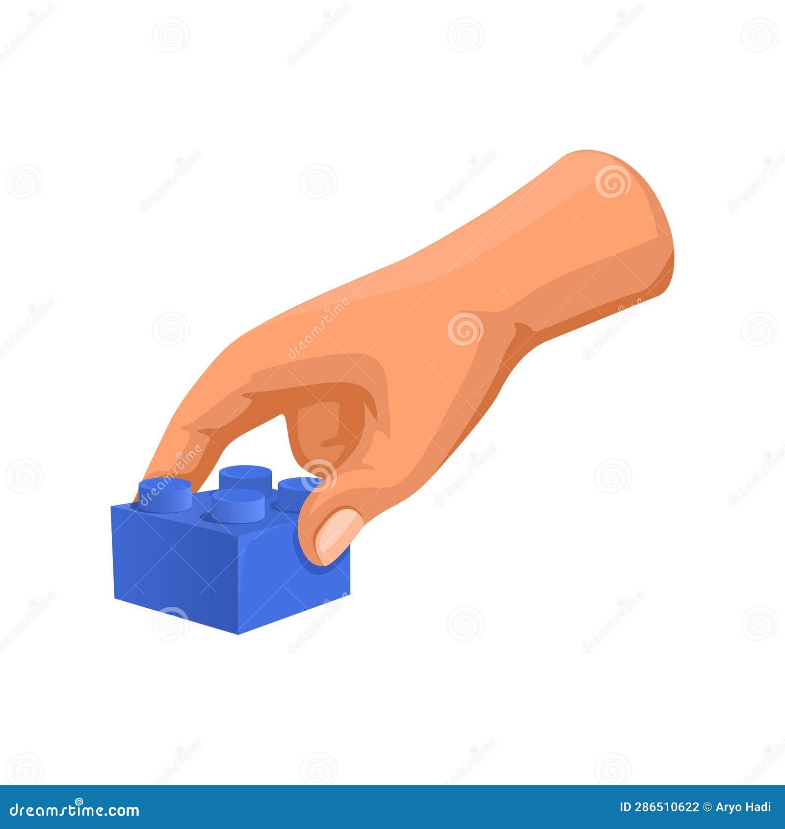 Hand Hold Lego Block Toy Symbol Cartoon Illustration Vector Stock ...