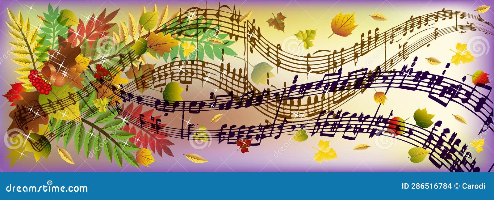 Autumn Season Music Banner, Vector Stock Illustration - Illustration of ...