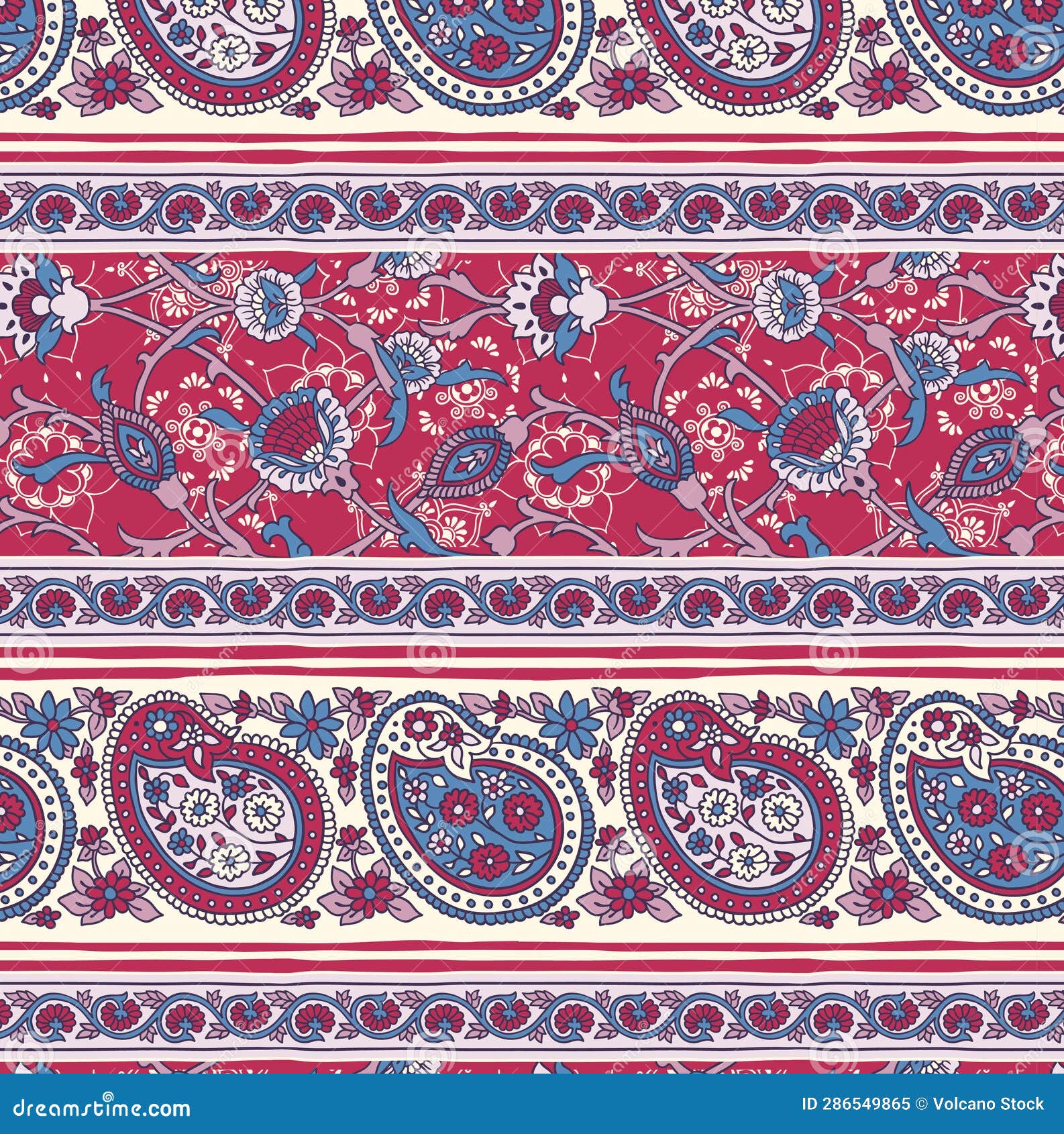 Paisley Stripe Seamless Pattern. Floral Wallpaper. Decorative Ornament ...