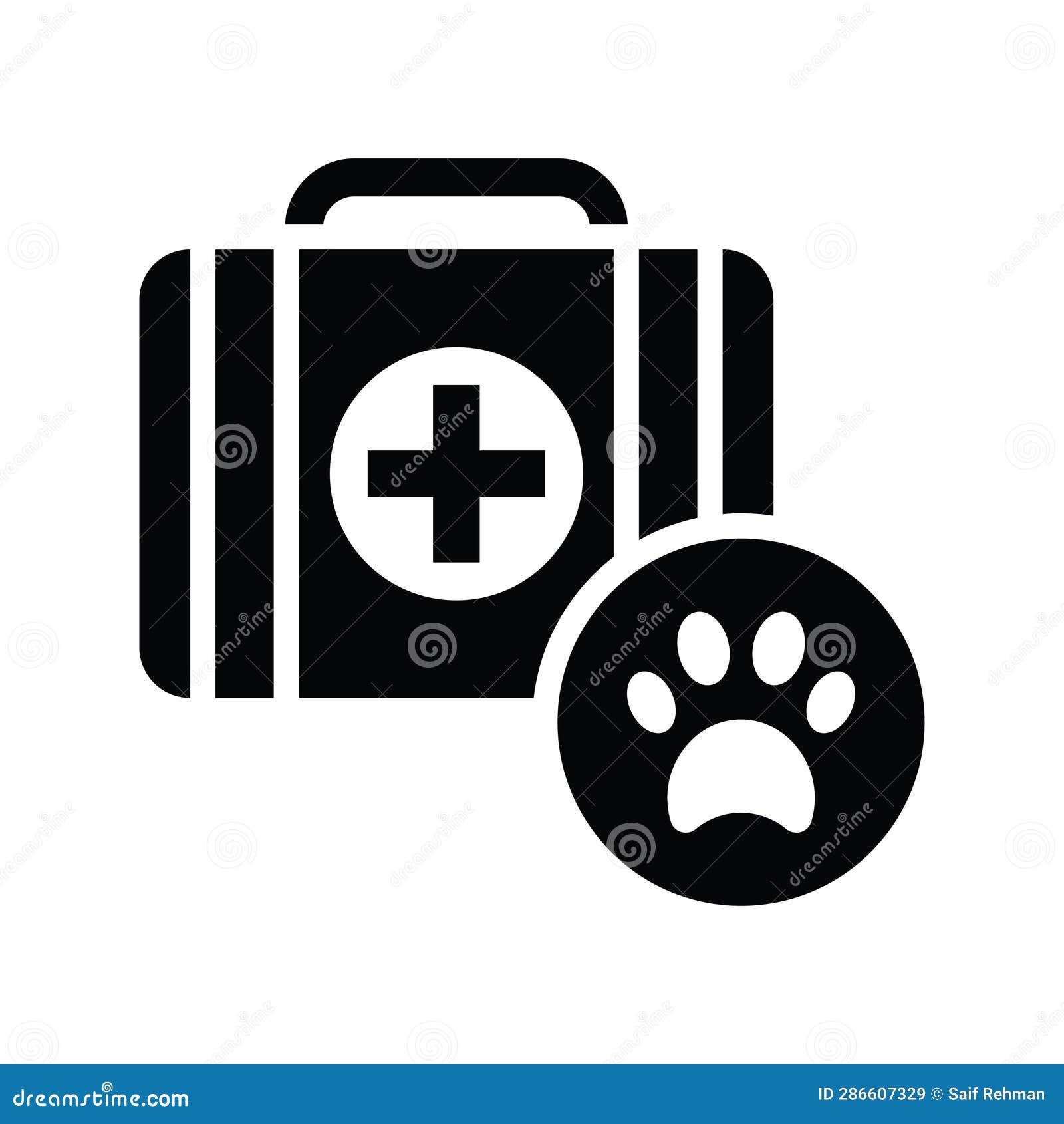First Aid Kit Vector Solid Icon Design Illustration. Veterinary Symbol ...