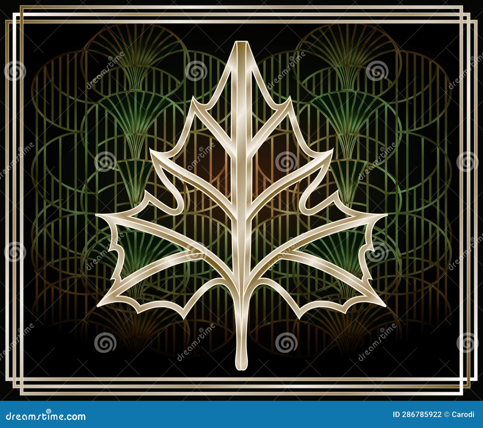 Art Deco Autumn Maple Leaf Vip Card, Vector Stock Illustration ...