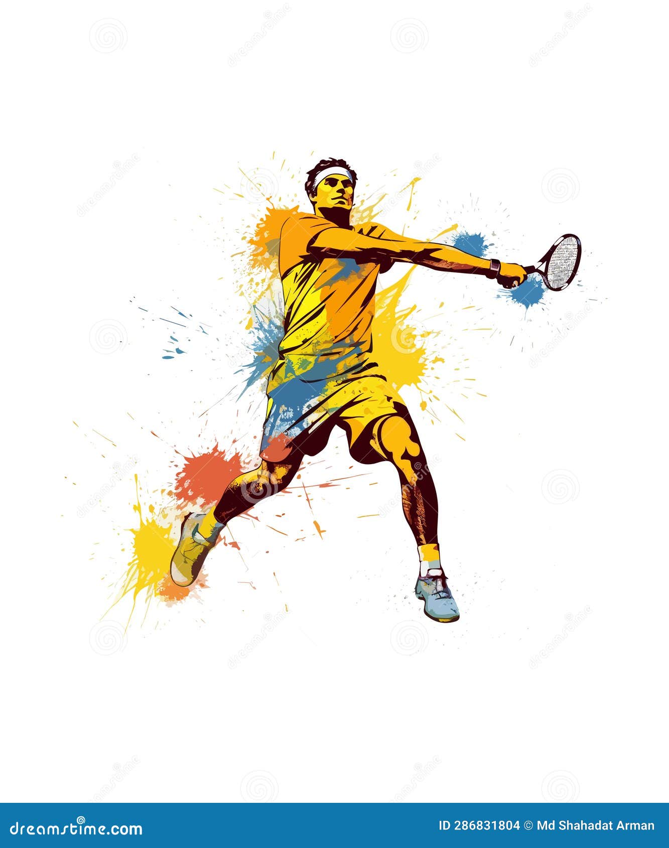 Tennis Player Design, Abstract Tennis Player with a Racket from Splash ...