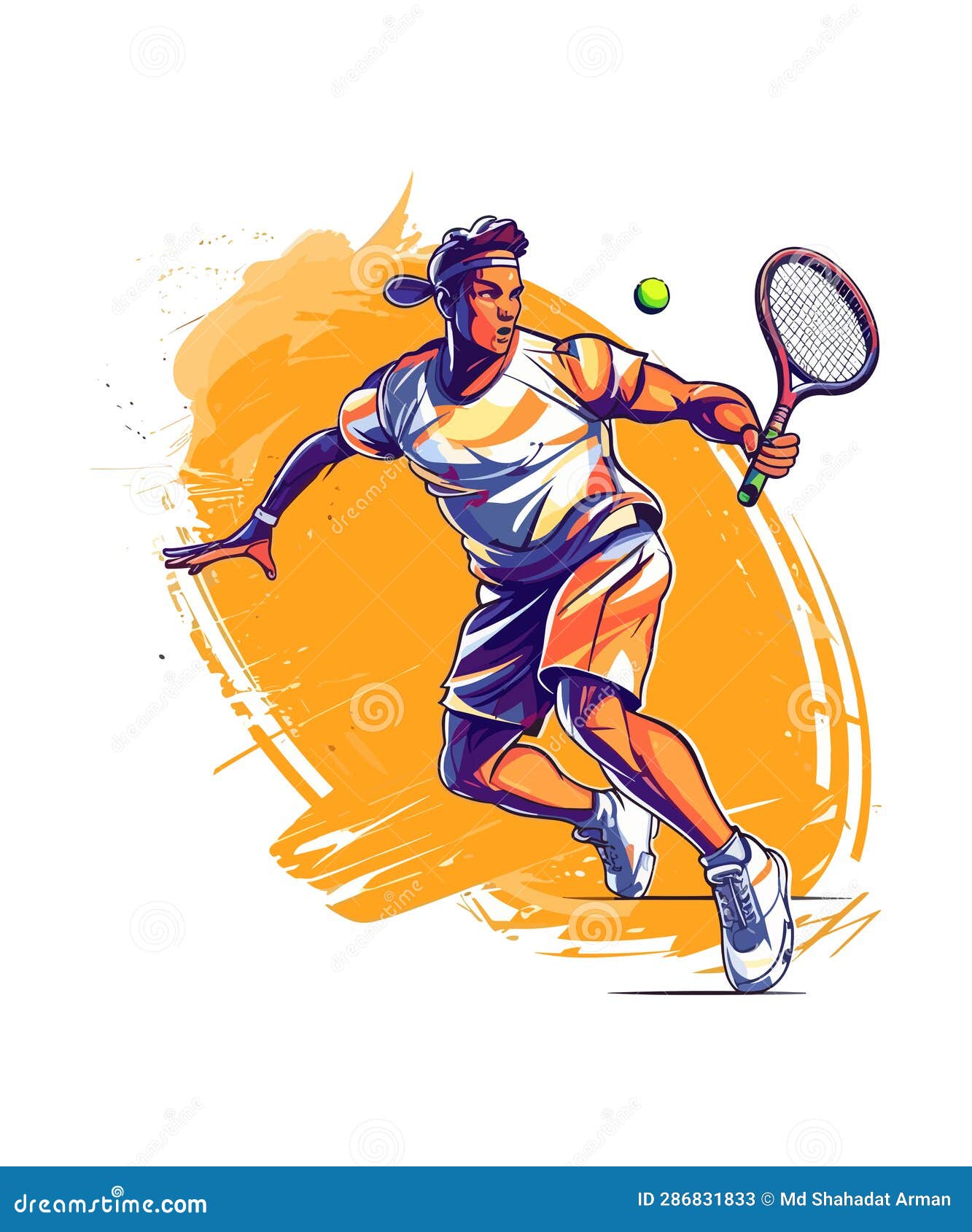 Tennis Player Design, Abstract Tennis Player with a Racket from Splash ...