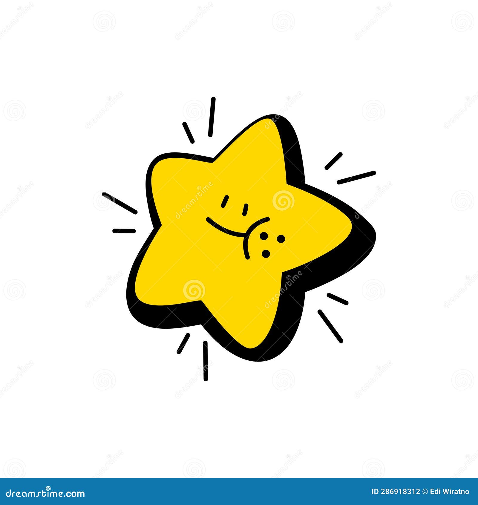 Star Cartoon Character Vector with Smiling Style Style Stock ...