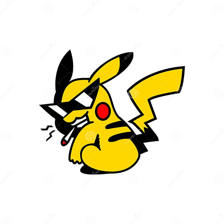 Vector Illustration of Pikachu Comic Cartoon Character with Glasses Wearing Style Stock ...