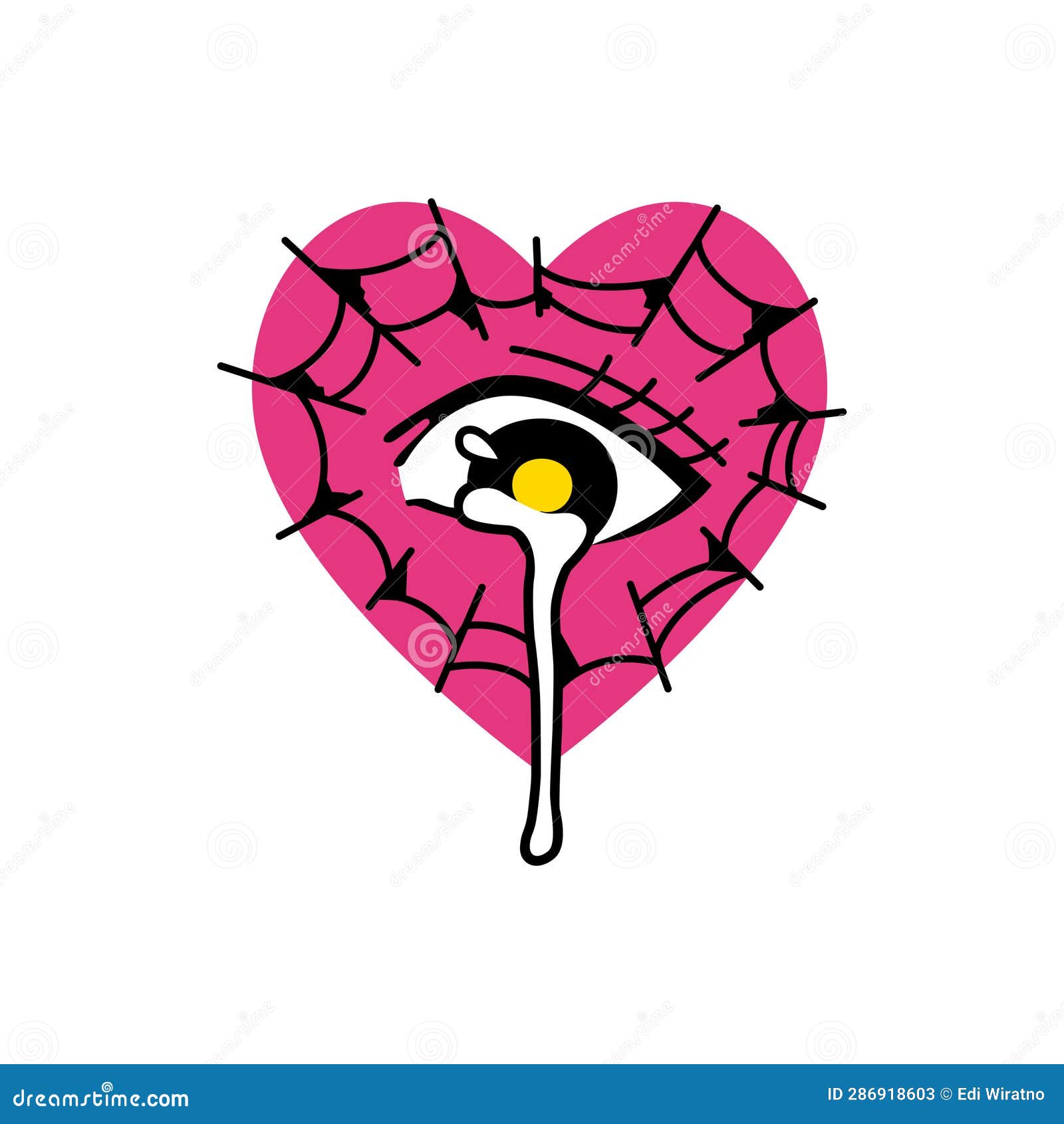 Heart Cartoon Vector Logo with Crying Expression Emotic Style Stock ...