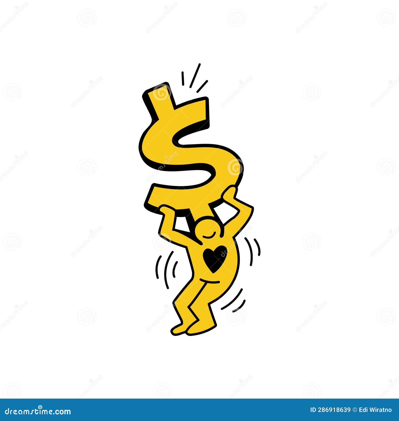 Dollar Icon Cartoon Vector Logo with People Lifting Style Stock ...