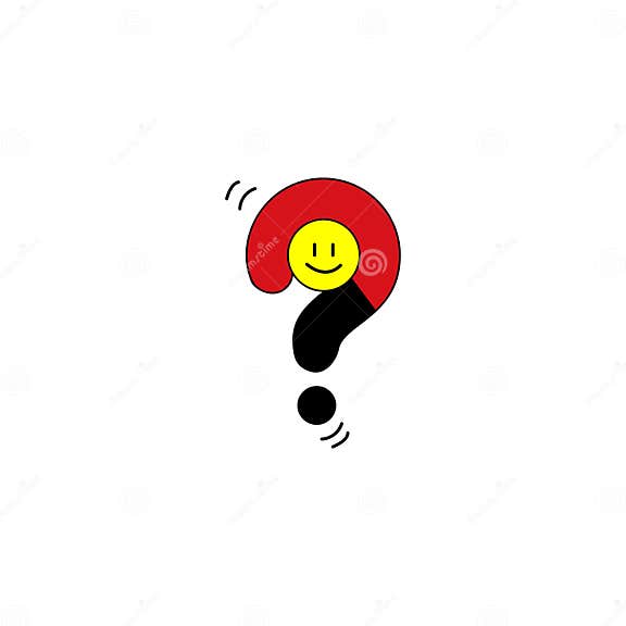 Cartoon Vector Logo of Question Mark Icon and Smiling Emoji Stock ...