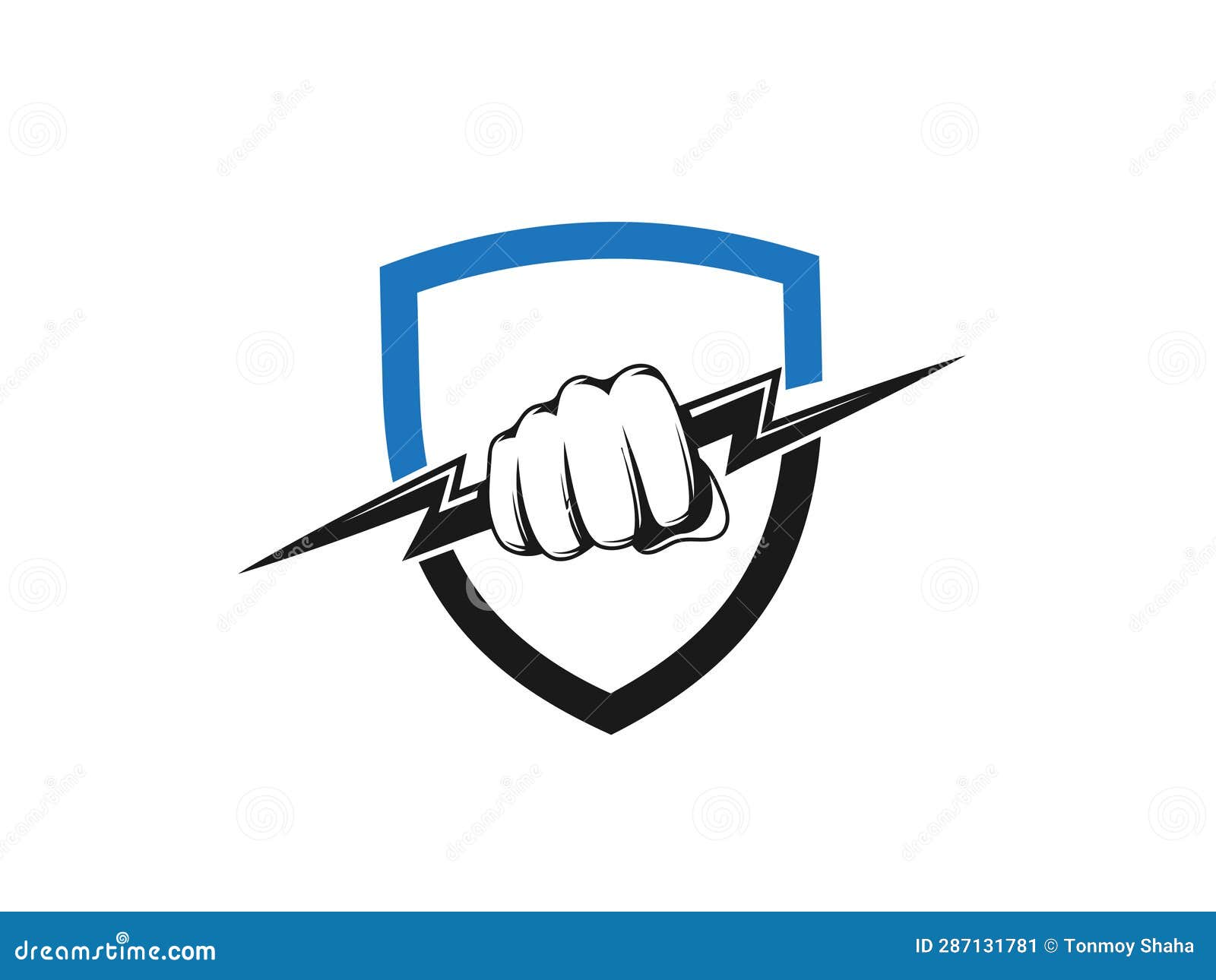 Creative Hand Power Vector Logo with Shield. Power Logo. Fist Hand ...