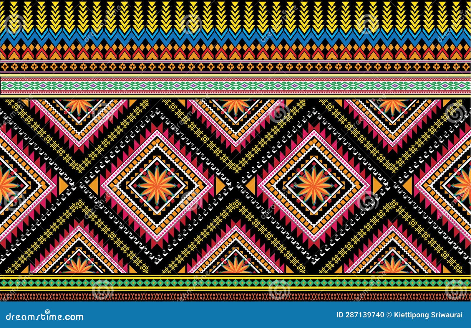 Aztec Ethnic Background Design Vector with a Seamless Pattern. Stock ...