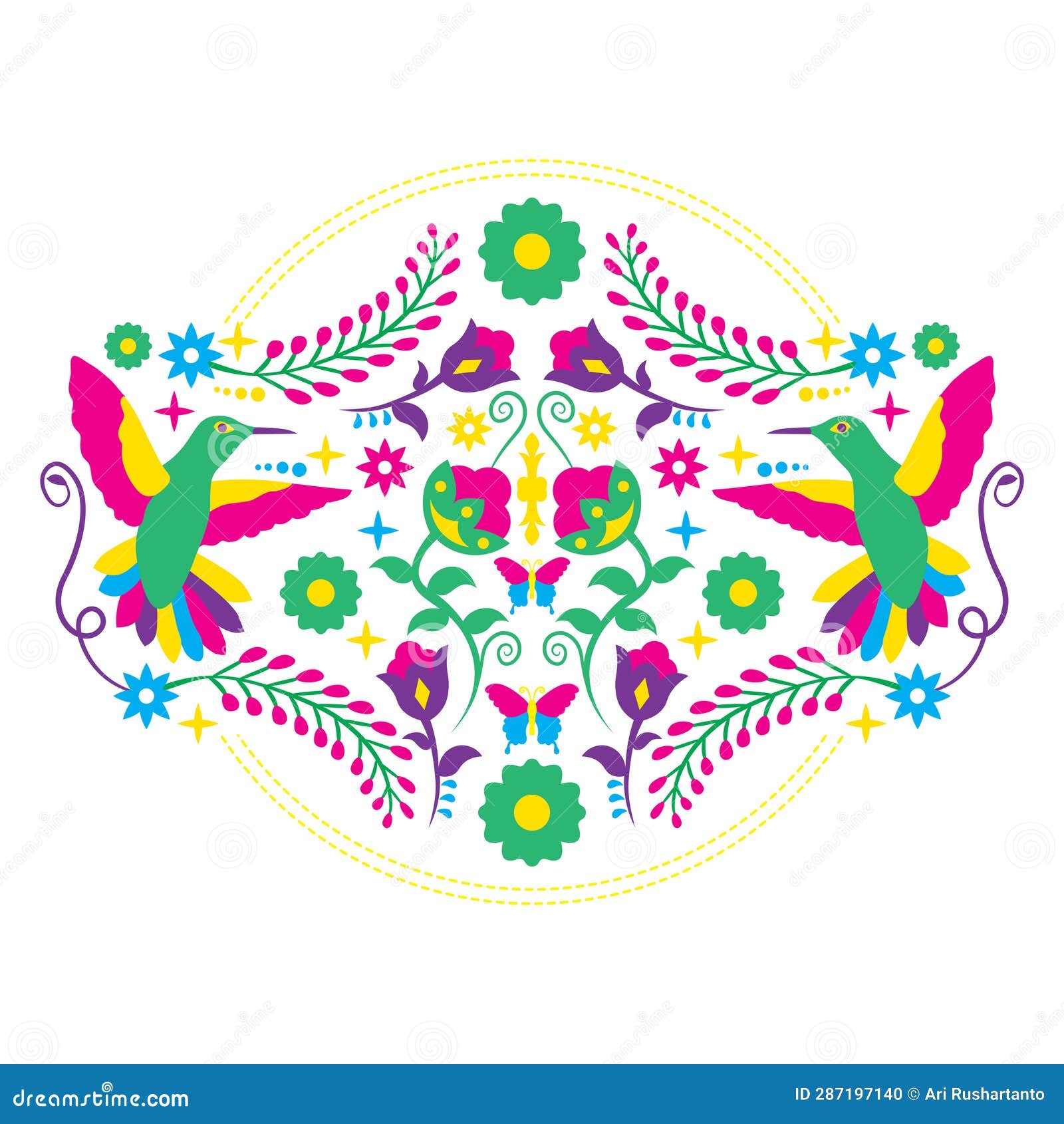 Colorful Traditional Pattern Mexican Flower Vector Design Stock Vector ...