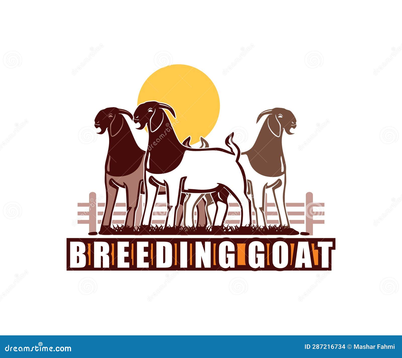 BOER BREEDING GOAT FARM with MOON Stock Illustration - Illustration of ...