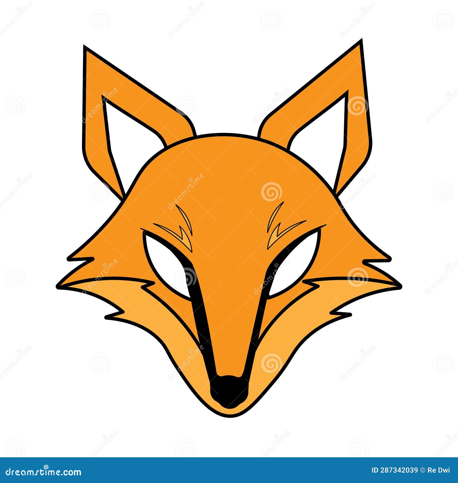 Fox Head Illustration Vector Design in Orange Color. Stock Vector ...