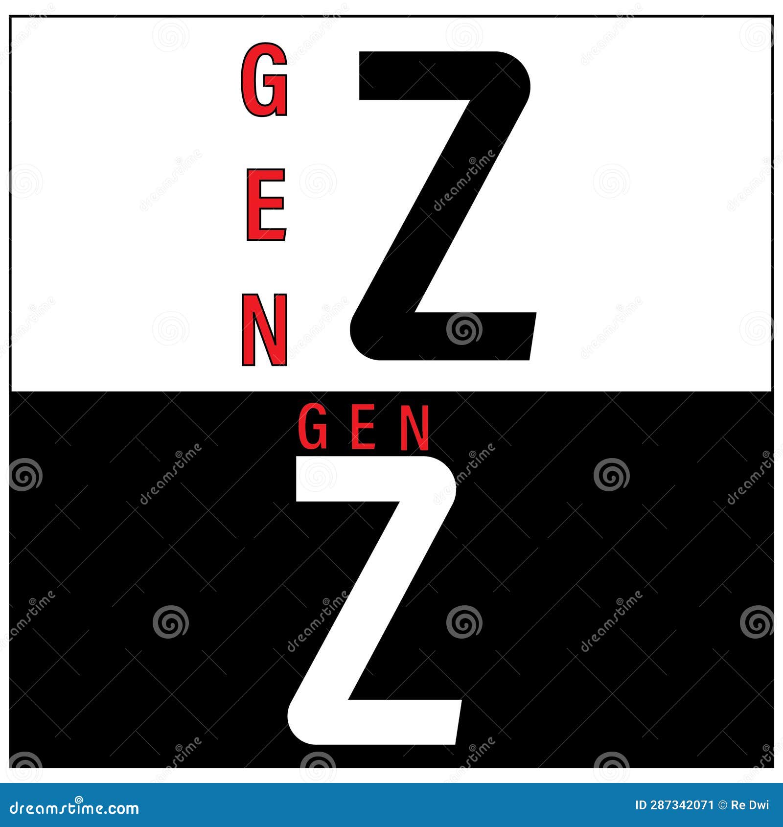Text Gen Z Vector Design with Two Types, with Black and White ...
