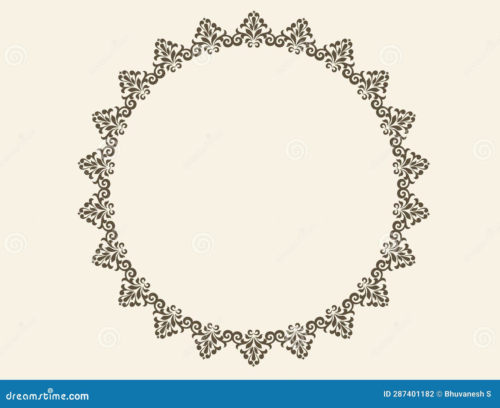 Abstract Floral Round Frame Design Concept Isolated on Light Background ...