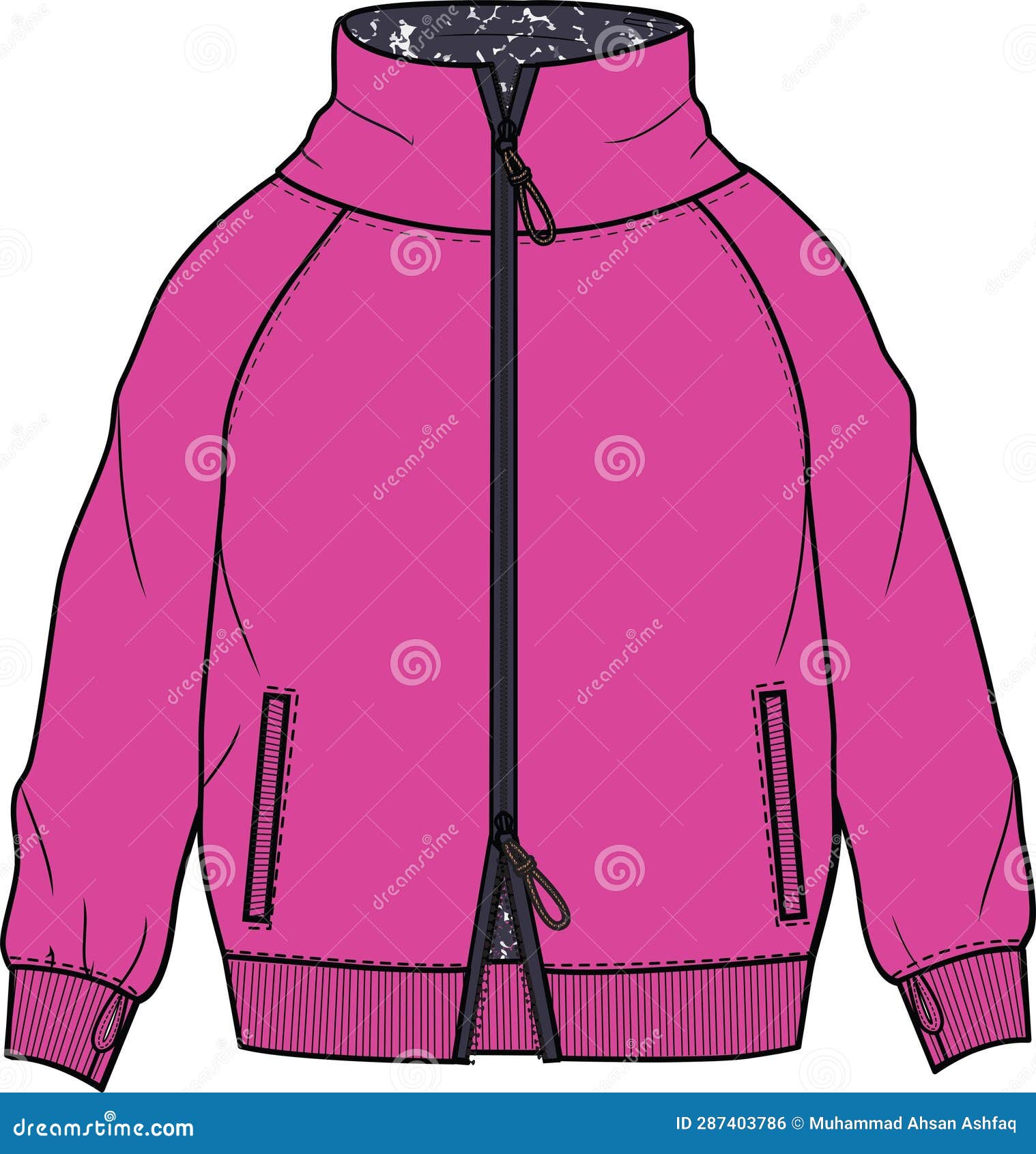Kid Wear Reversible Track High Neck Jacket Vector Illustration ...