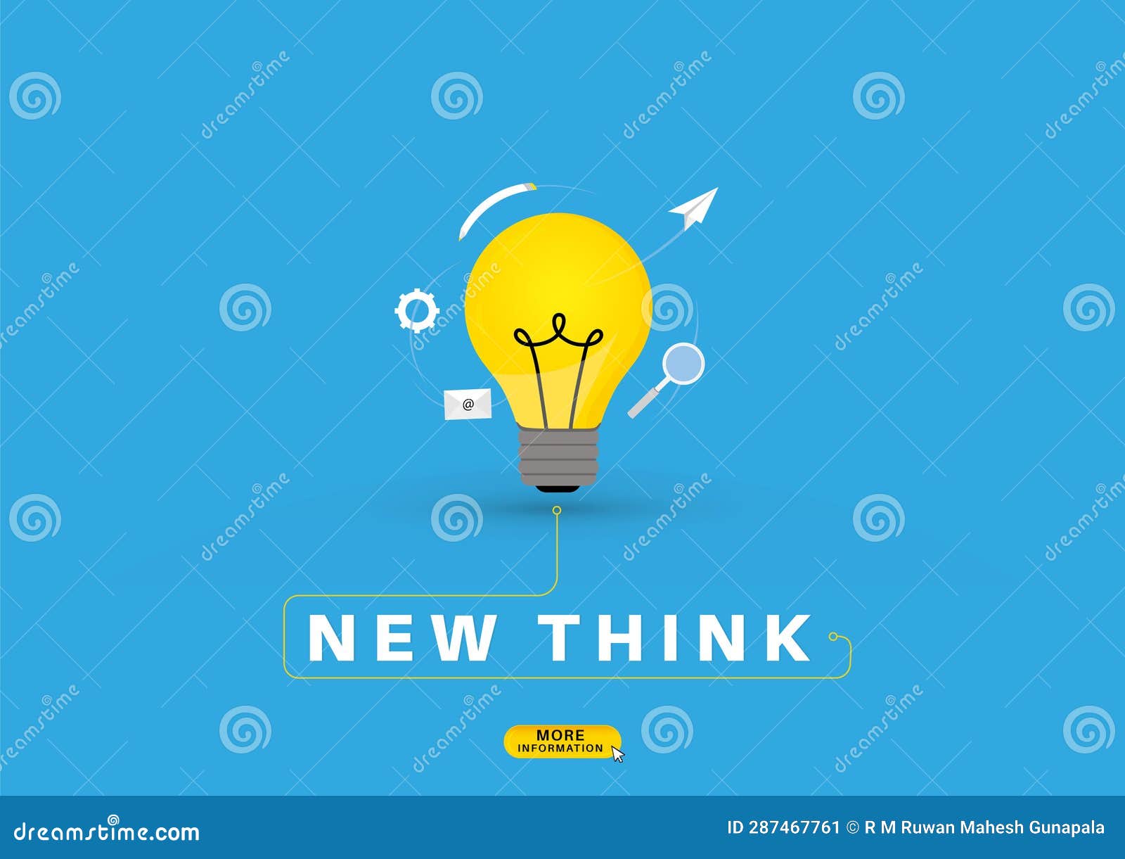 New Think Strategy Light Bulb Graphics Concept Stock Vector ...
