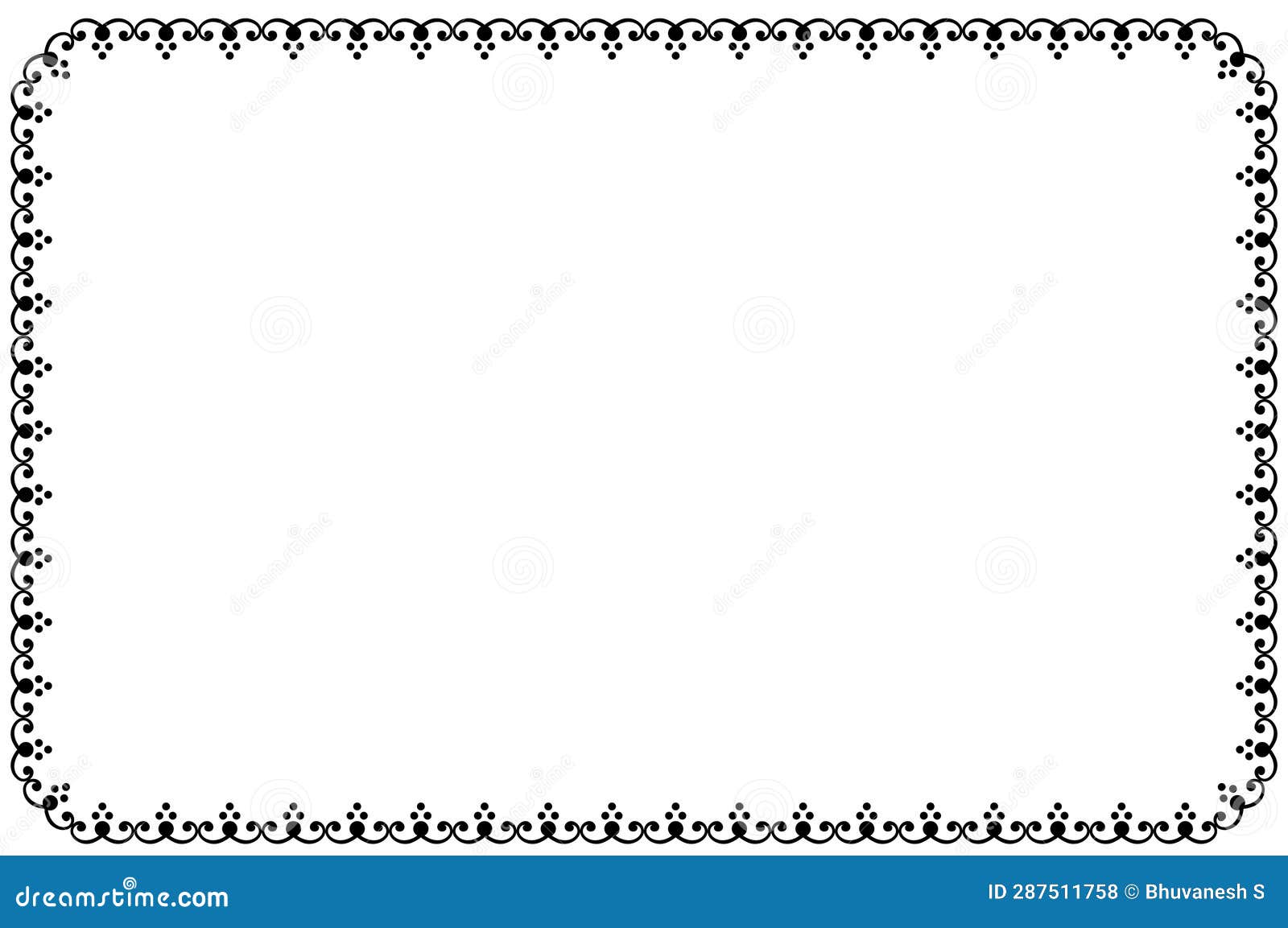 Black and White Floral Rectangle Border Design Concept Isolated on ...