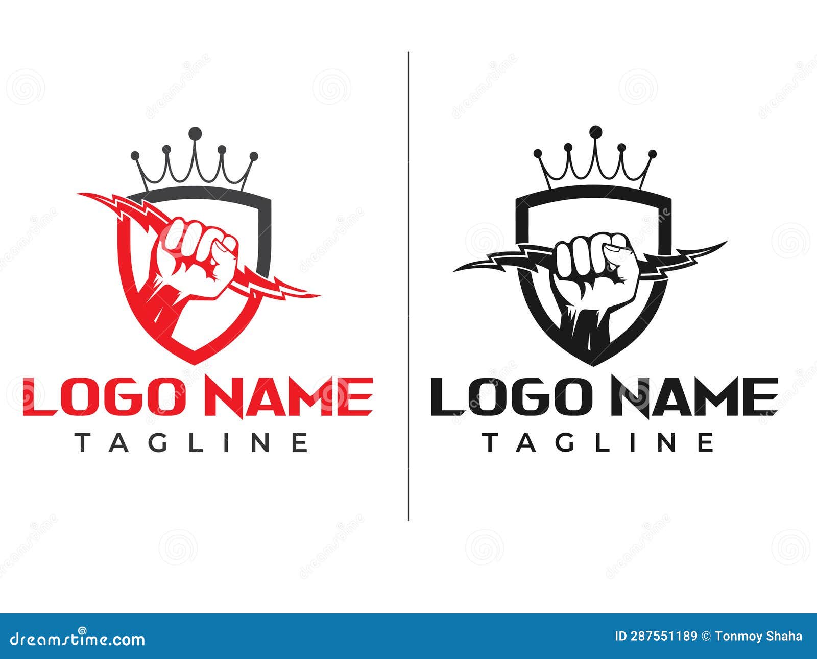 Fist Hand Power Logo. Creative Hand Power Vector Logo with Shield ...