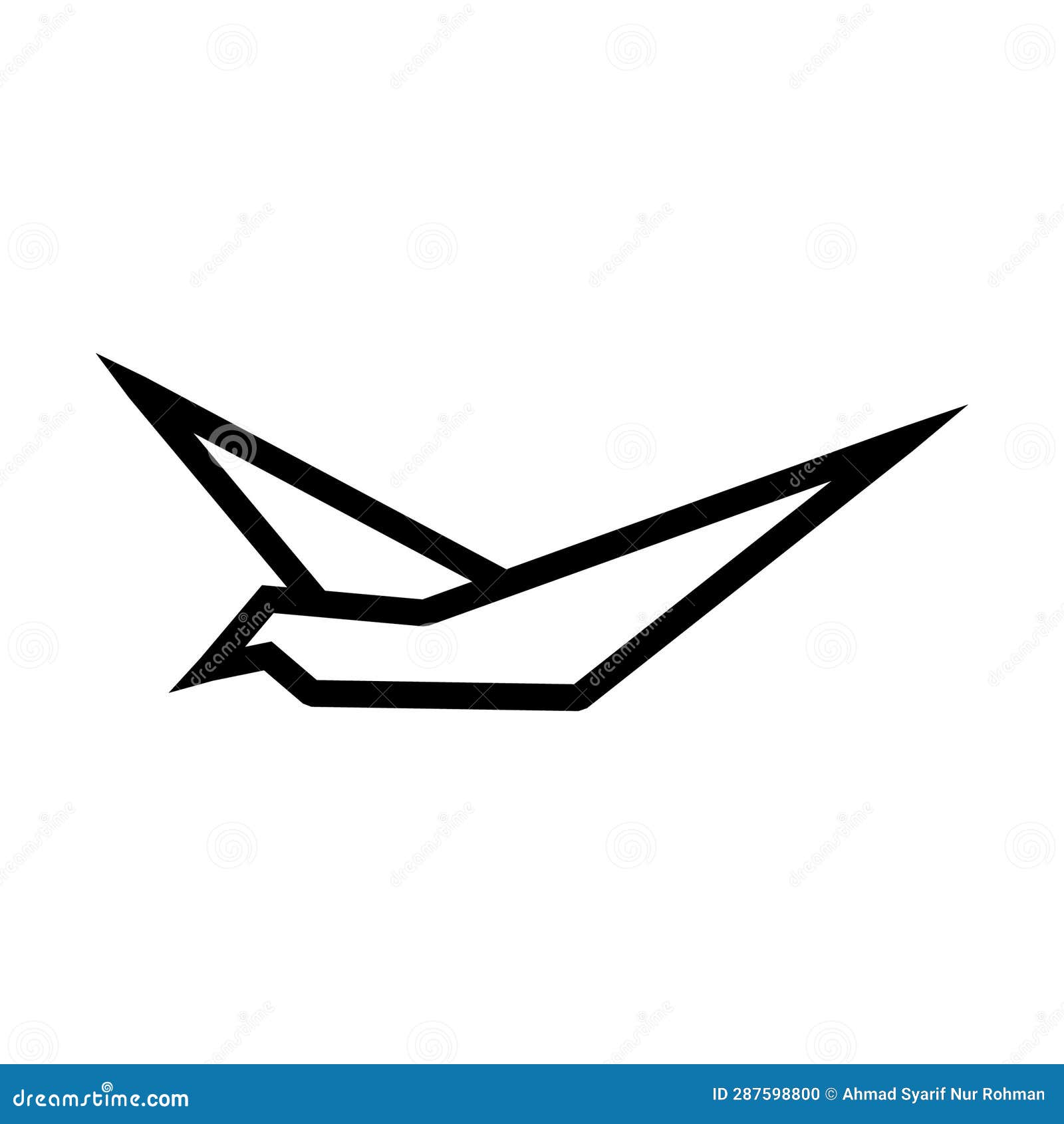 Abstract Black and White Outline of a Bird in Flight Stock Illustration ...
