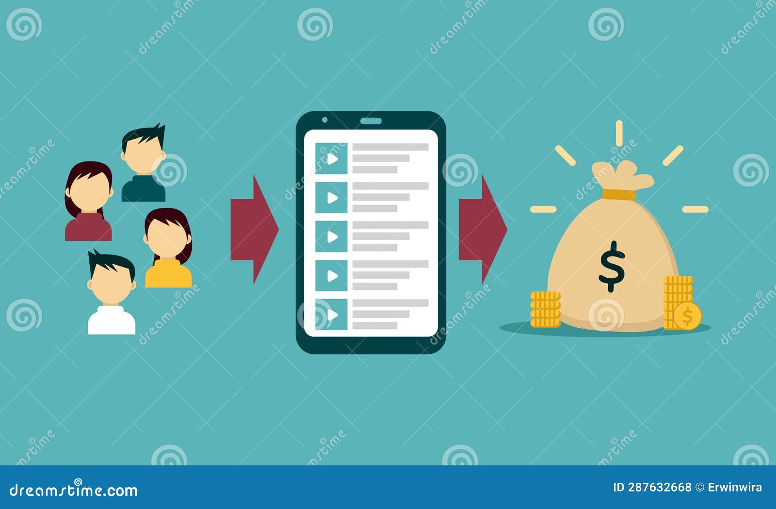 Illustration Vector Graphic of Content and Audience Monetization. Stock ...