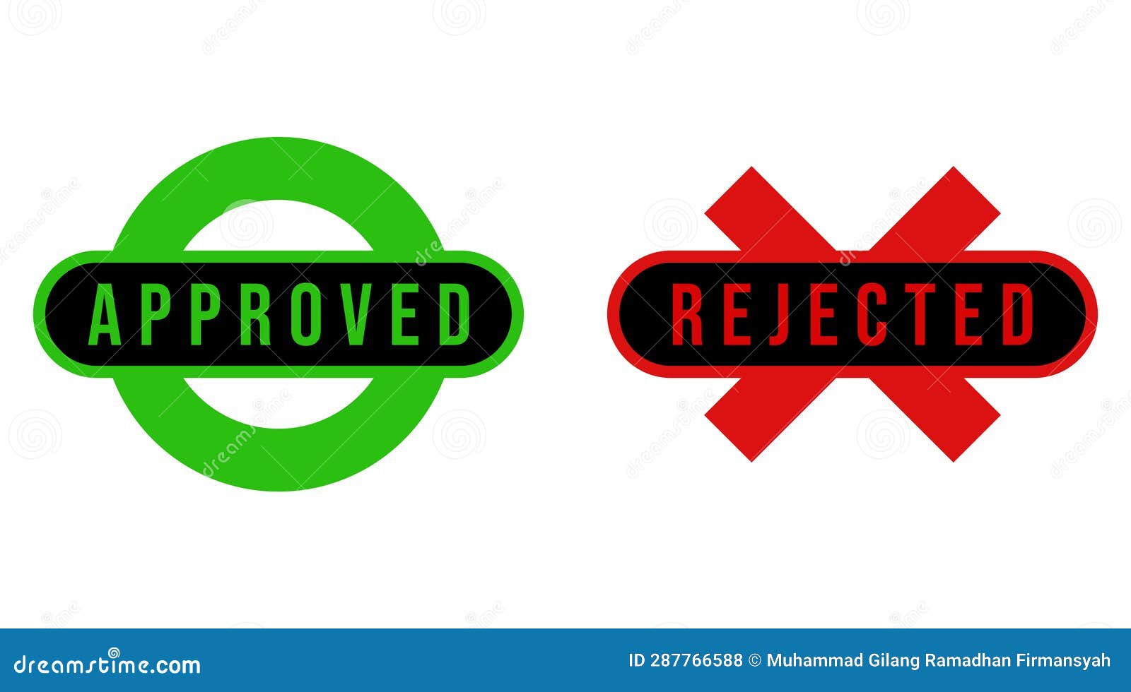 Set of Approved and Rejected Signs. Stock Vector - Illustration of ...