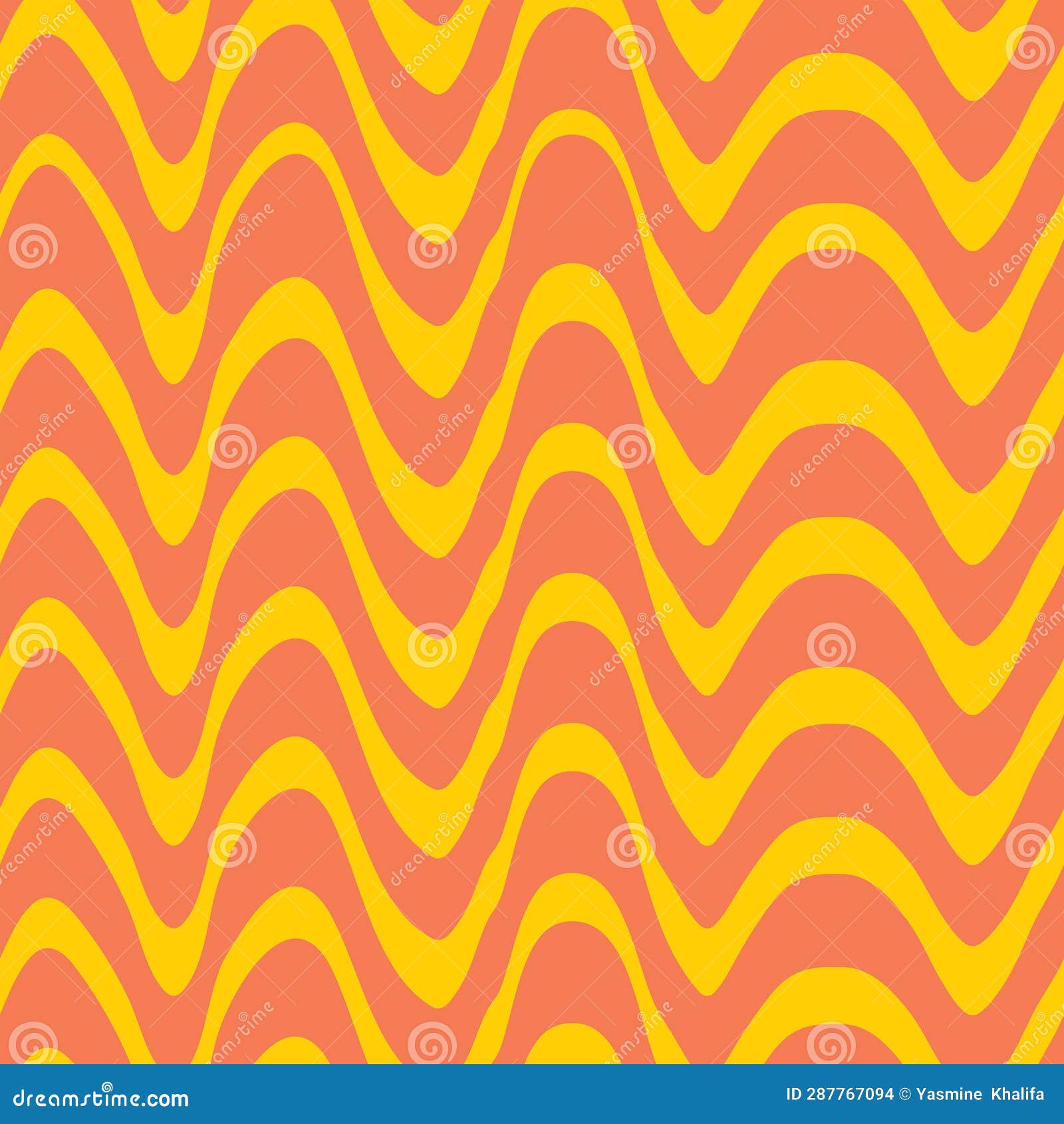 Retro 70s Groovy Waves in Orange and Yellow Seamless Pattern. Stock ...