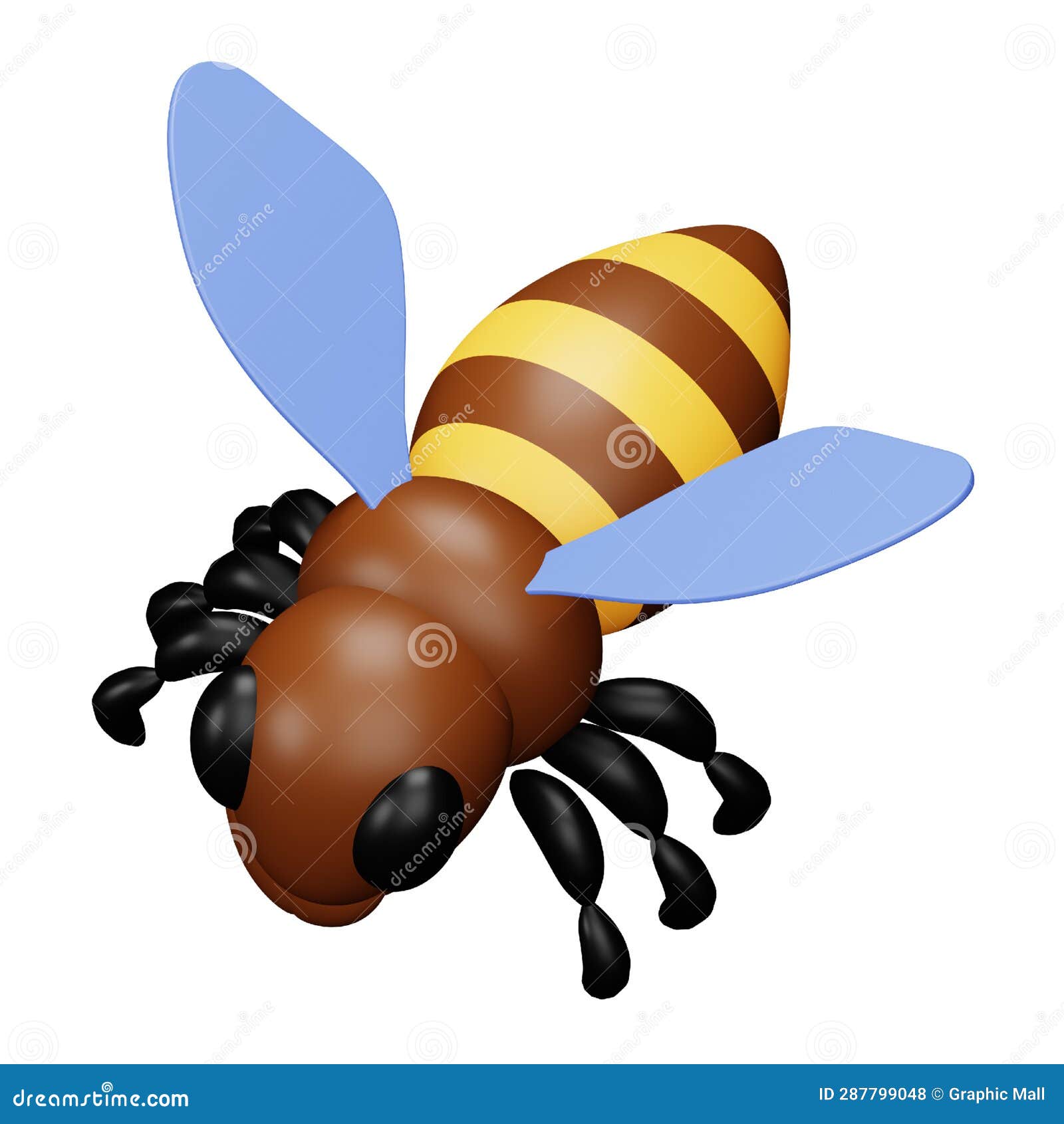 Bee 3d Rendering Isometric Icon. Stock Vector - Illustration of face ...