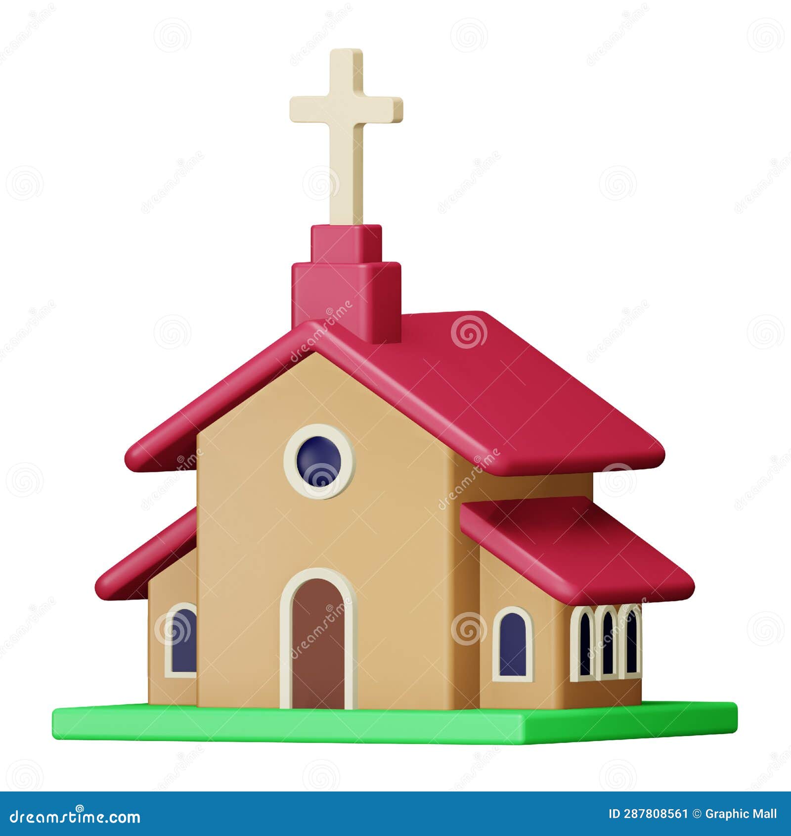 Church 3d Rendering Isometric Icon. Stock Vector - Illustration of ...