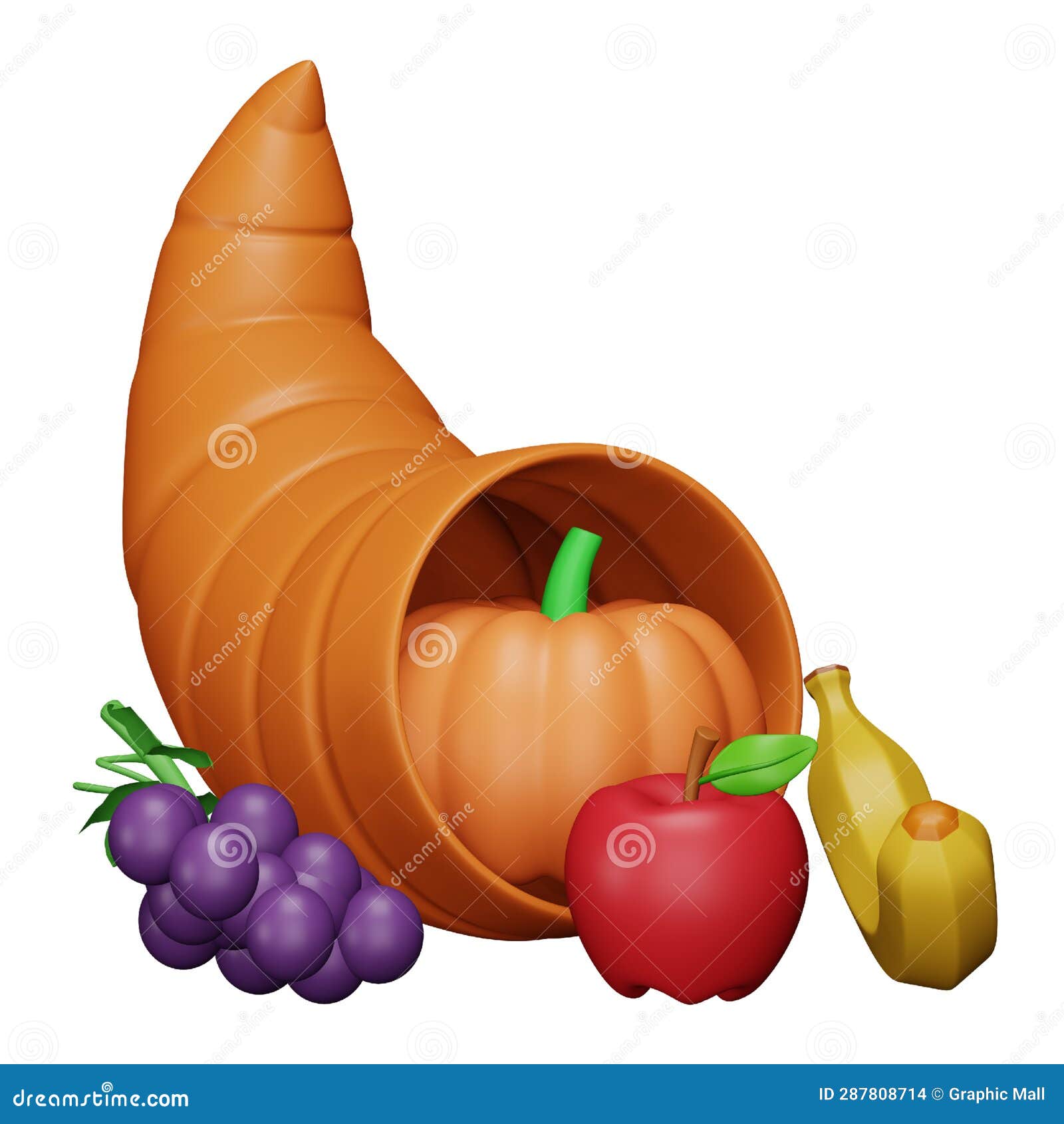 Cornucopia 3d Rendering Isometric Icon. Stock Vector - Illustration of ...