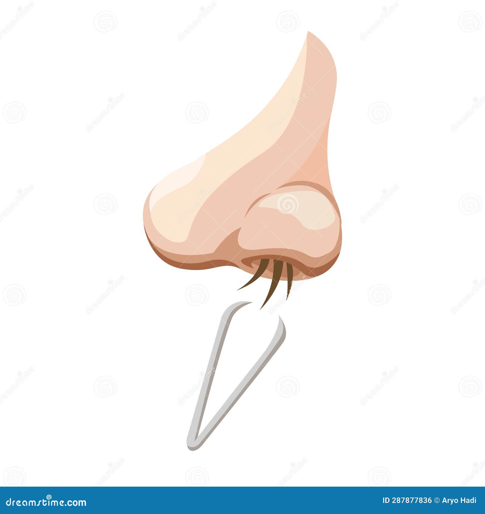 Plucking Nose Hair With Tweezer Symbol Cartoon Illustration Vector ...