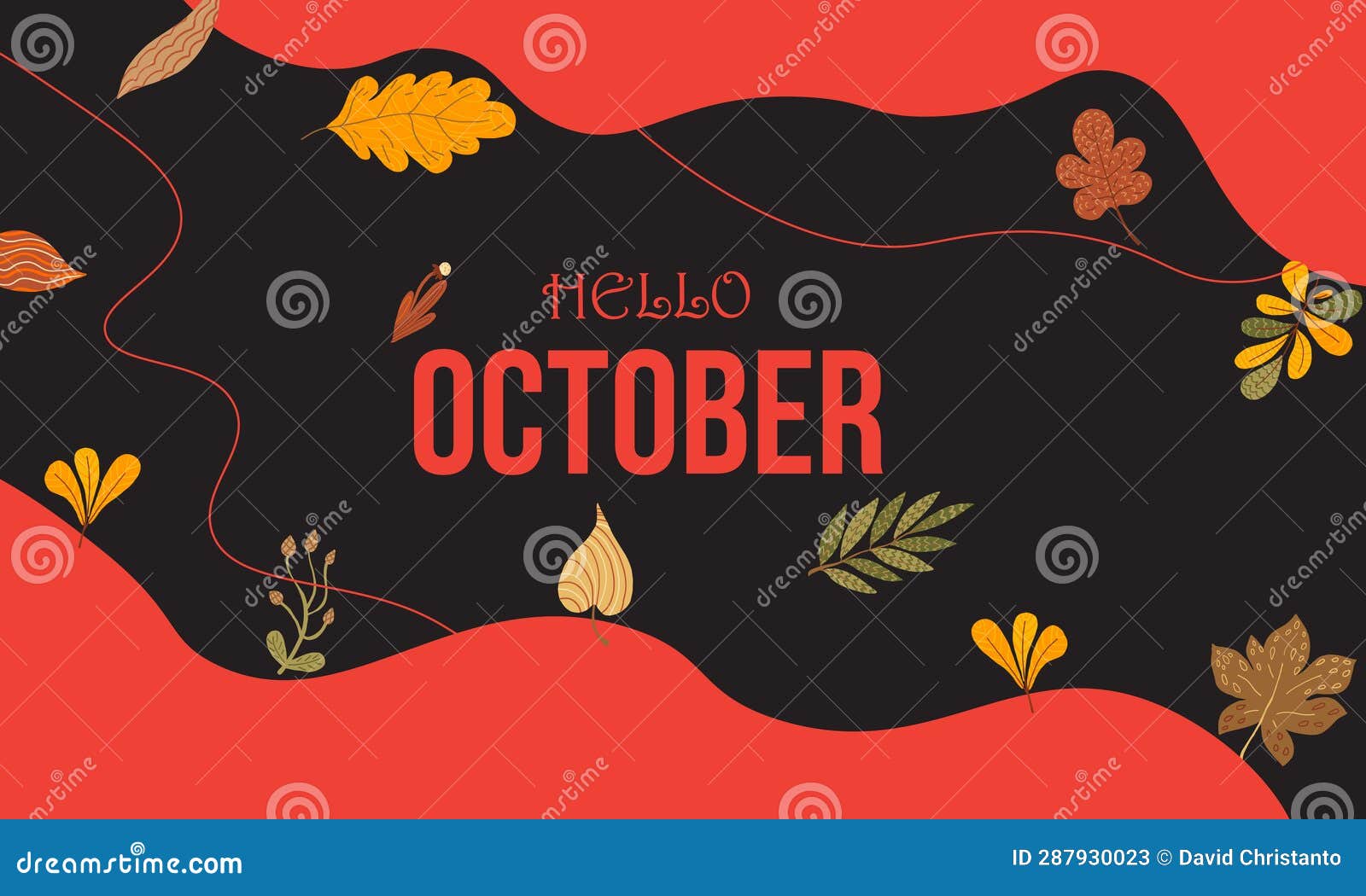 Hello Welcome October Vector Illustration Stock Vector - Illustration ...