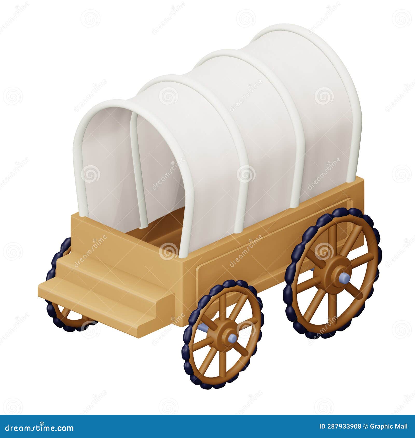 Wagon 3d Rendering Isometric Icon. Stock Illustration - Illustration of ...