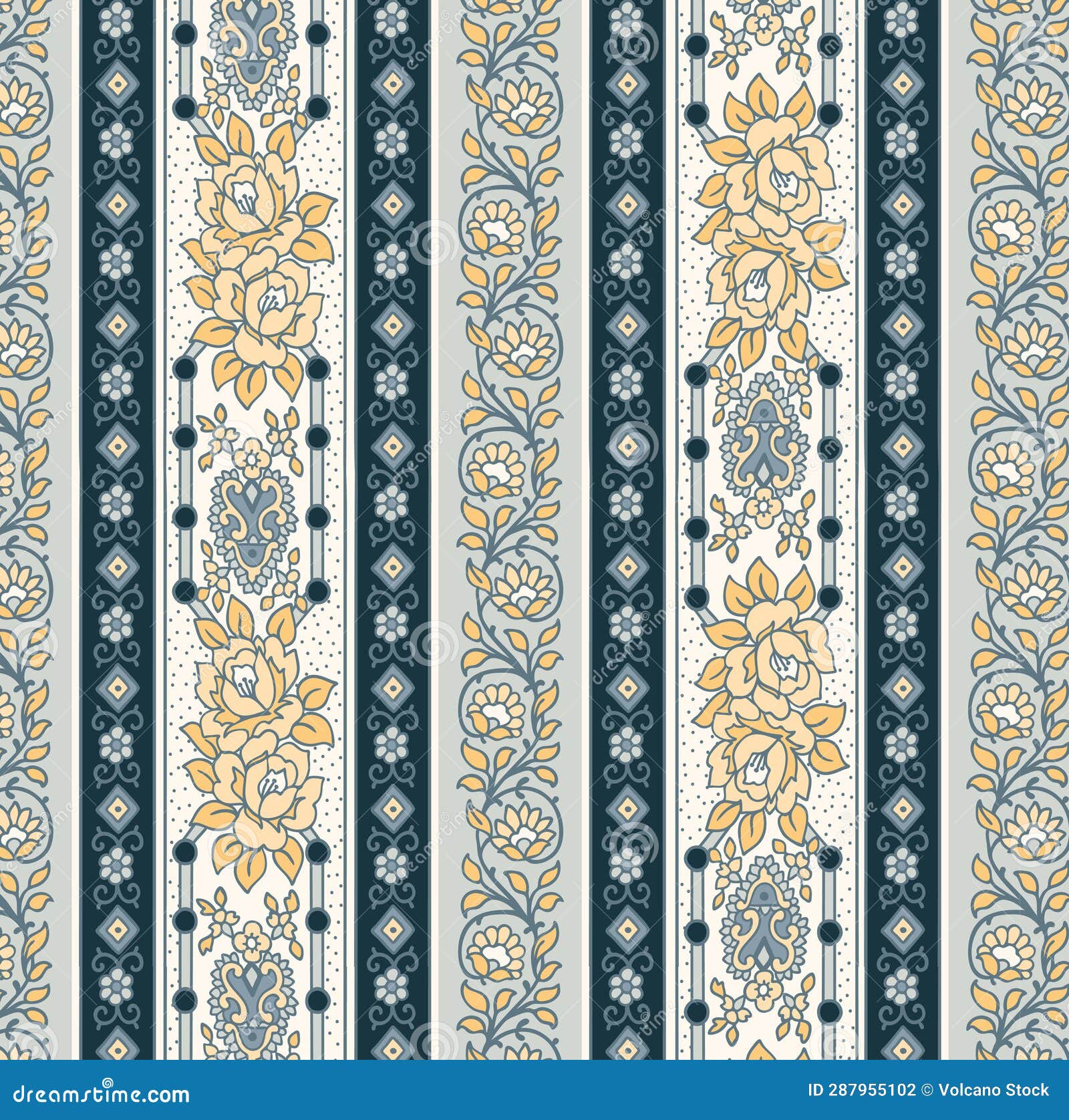 Paisley Striped Seamless Pattern. Floral Wallpaper. Stock Vector ...