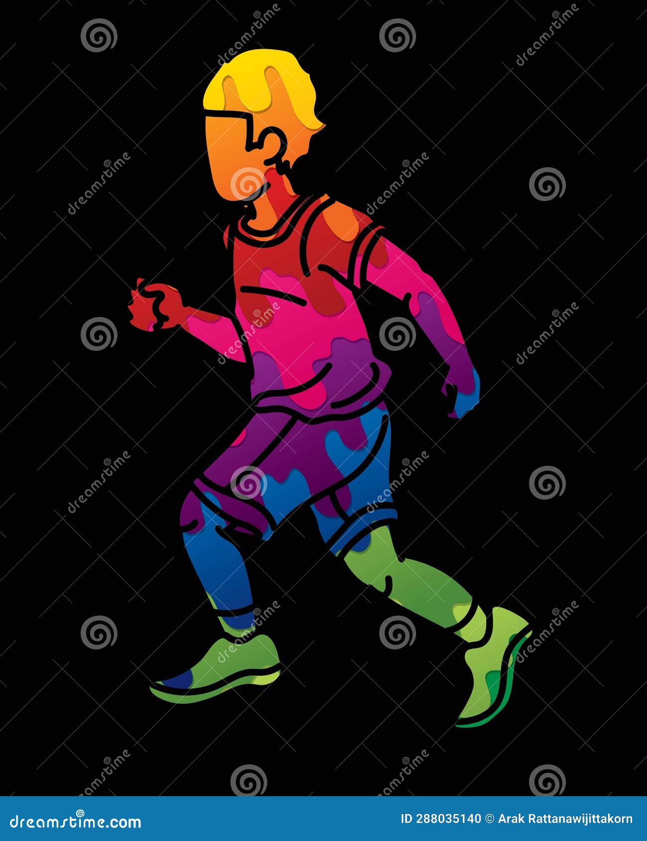 A Boy Running Child Runner Cartoon Action Graphic Stock Vector ...